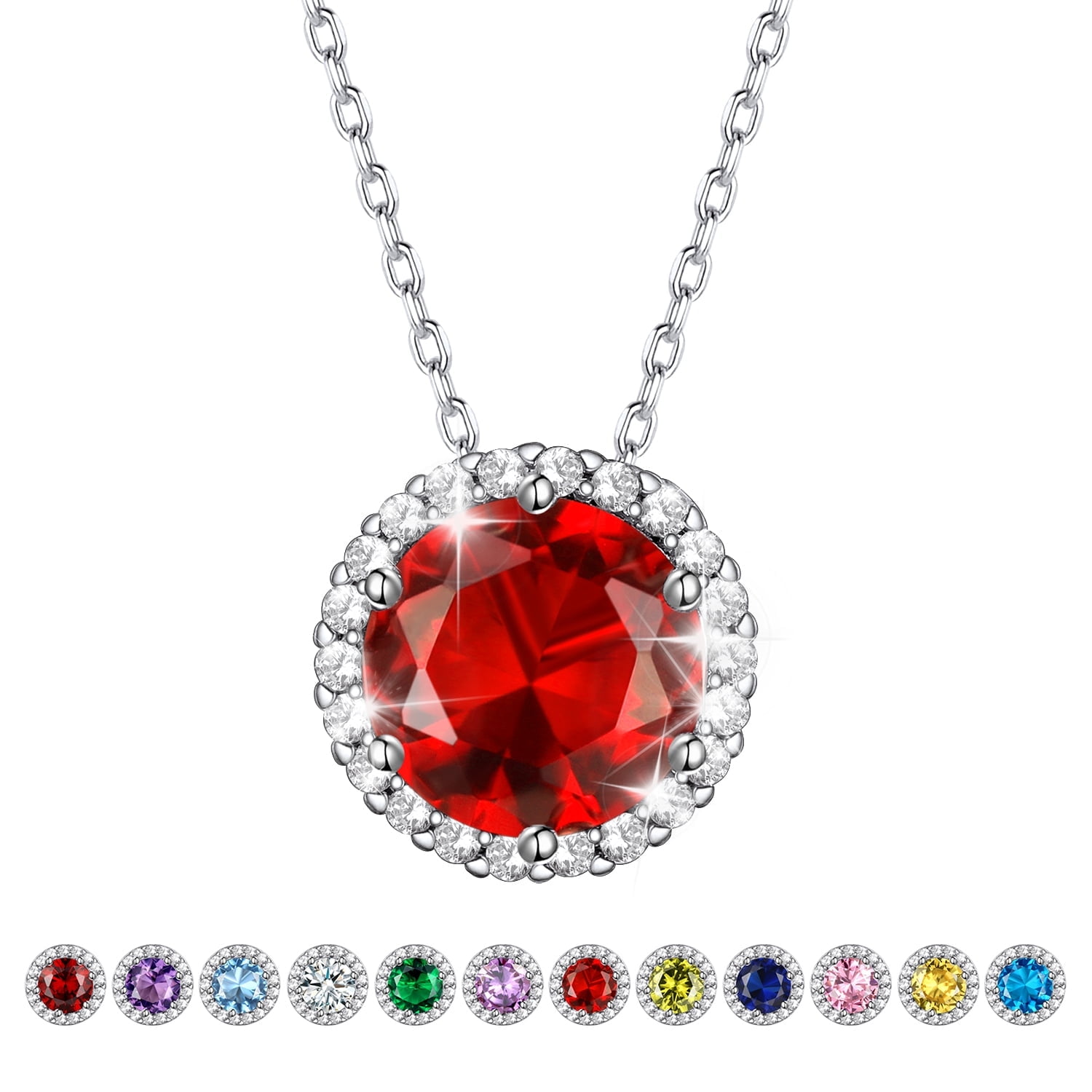 Bestyle 925 Silver, Round Cut Diamond Necklace, Cubic Zirconia Choker ...