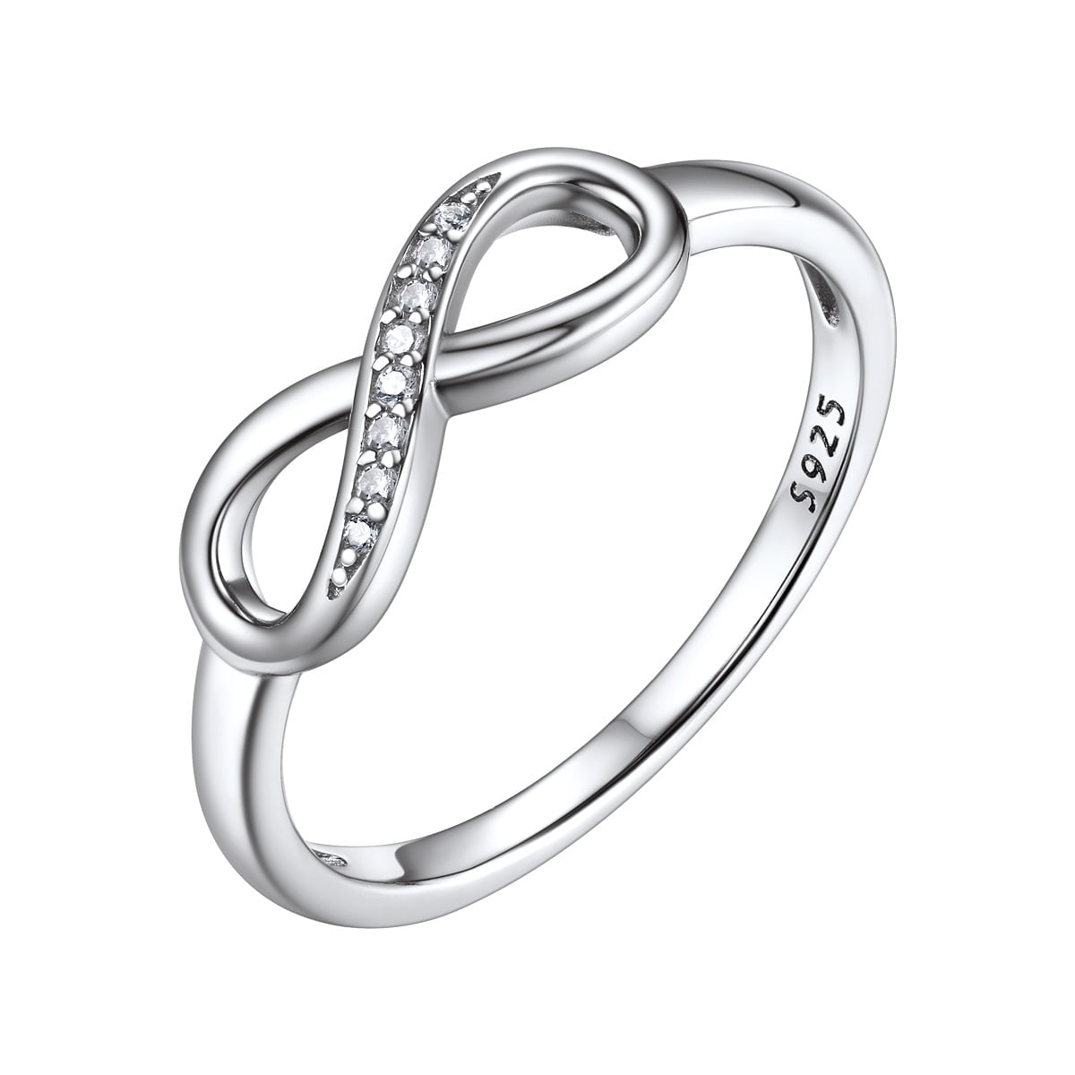 Bestyle 925 Sterling Silver Wedding Bands Cubic Zirconia Infinity Knot ...
