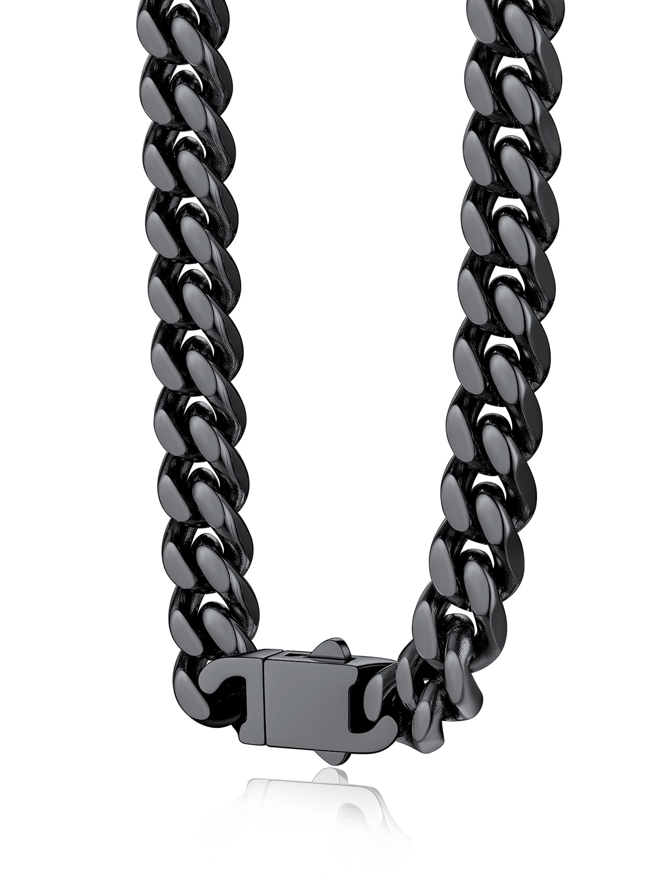Bestyle 9mm Men Chunky Black Curb Chain Necklace 20 Inch Neck Chain ...
