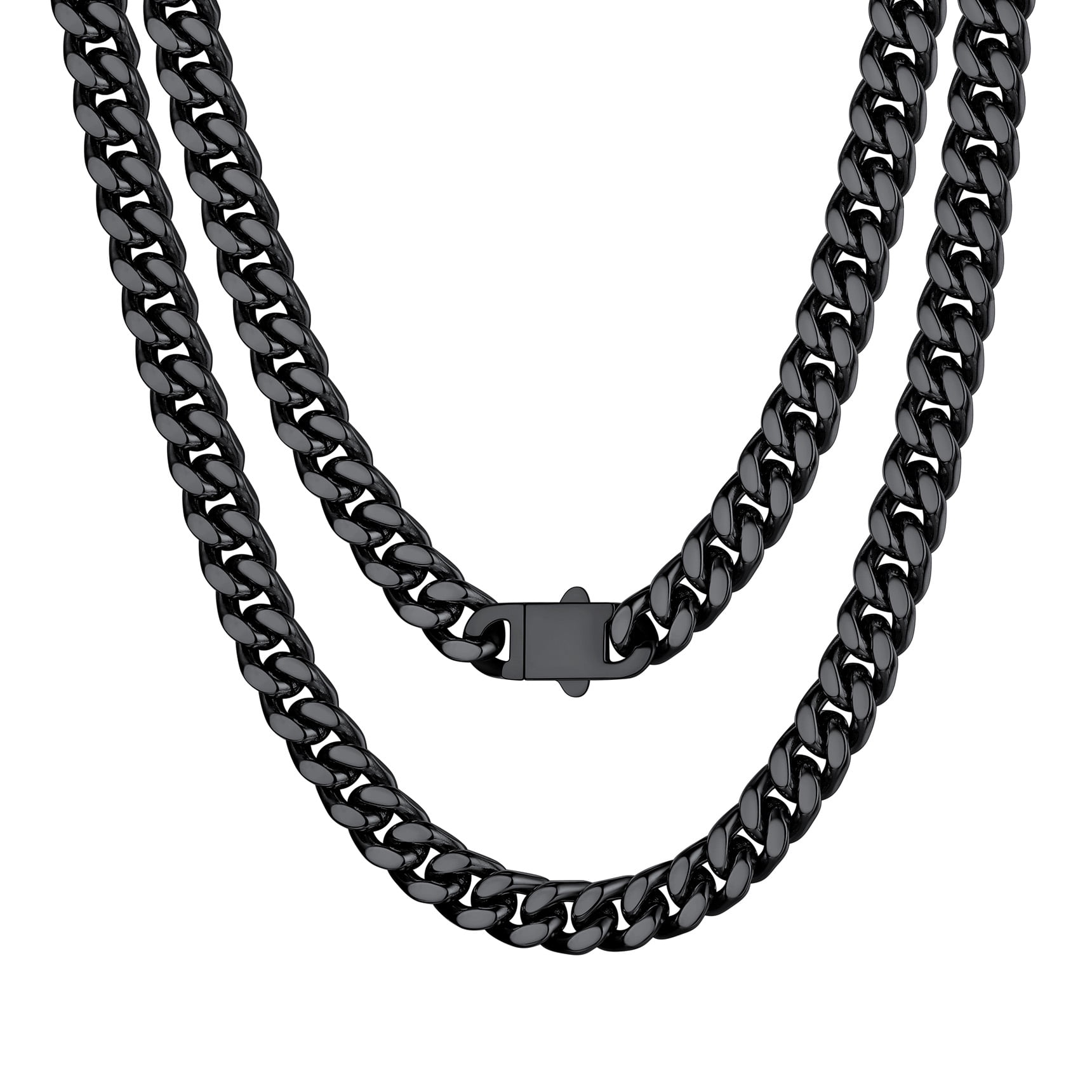 Bestyle 9mm Men Chunky Black Curb Chain Necklace 26 Inch Long Neck ...