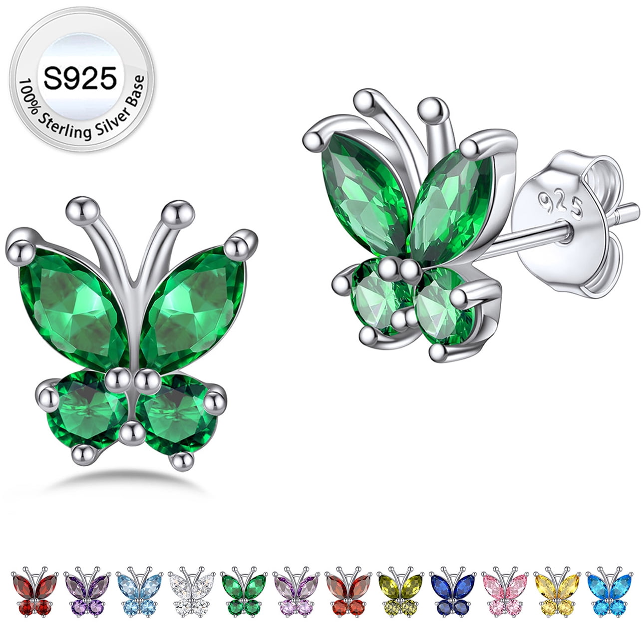 Bestyle Butterfly Earrings Cute Pure 925 Sterling Silver Stud Earrings ...