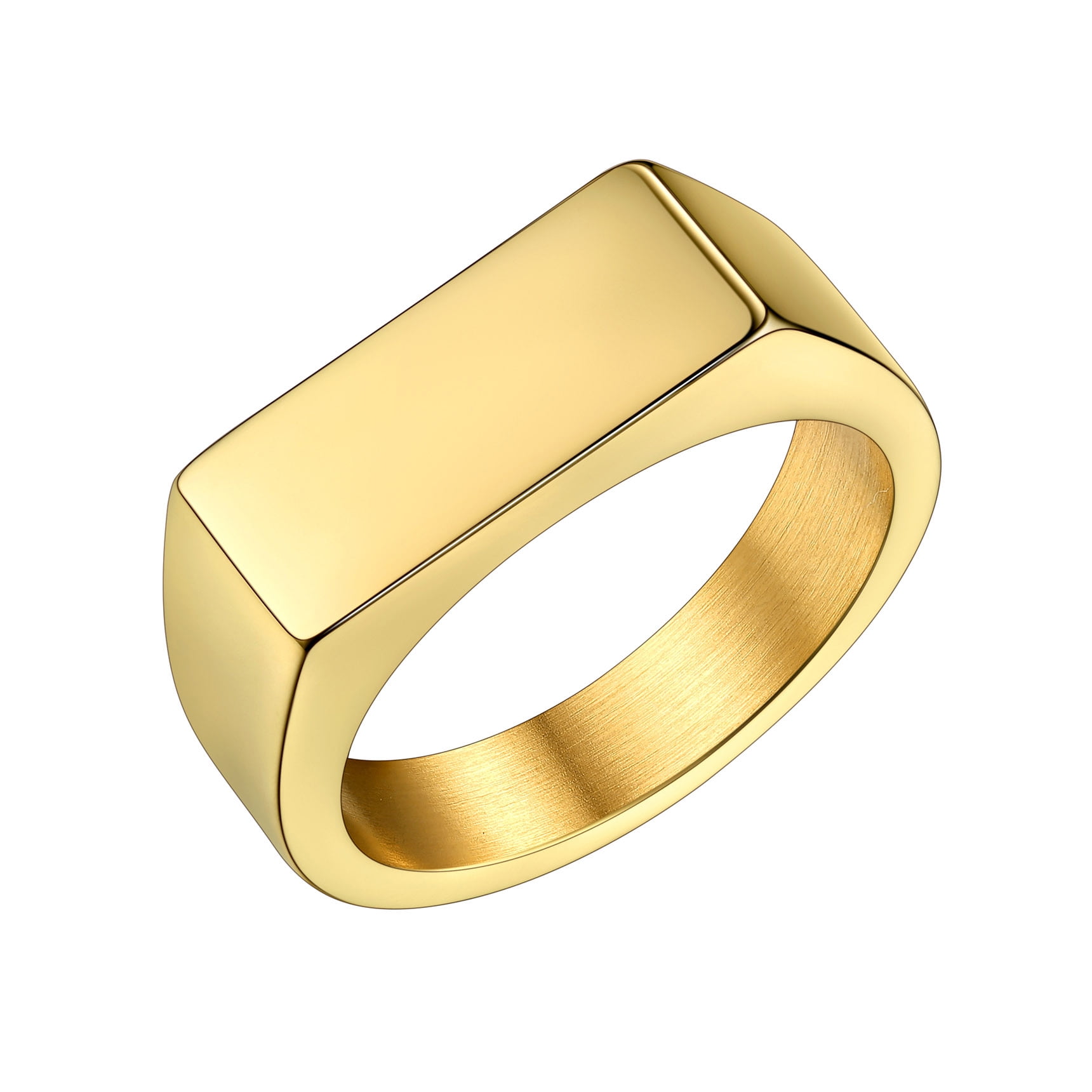 Bestyle Chunky Gold Signet Rings Rectangle Stainless Steel Thumb Ring ...