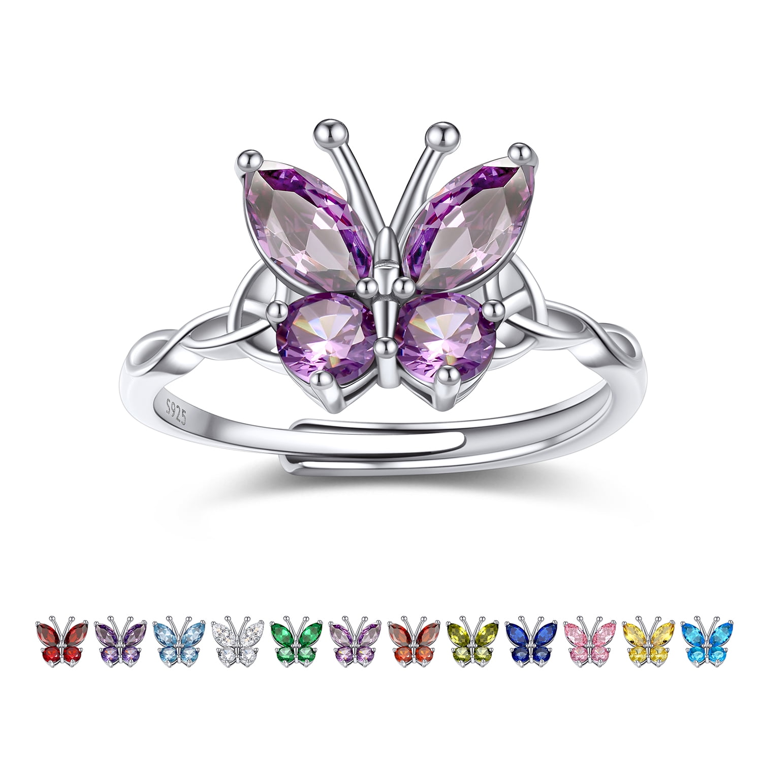 Bestyle Teen Girls Butterfly Ring, S925 Silver, Adjustable, June ...