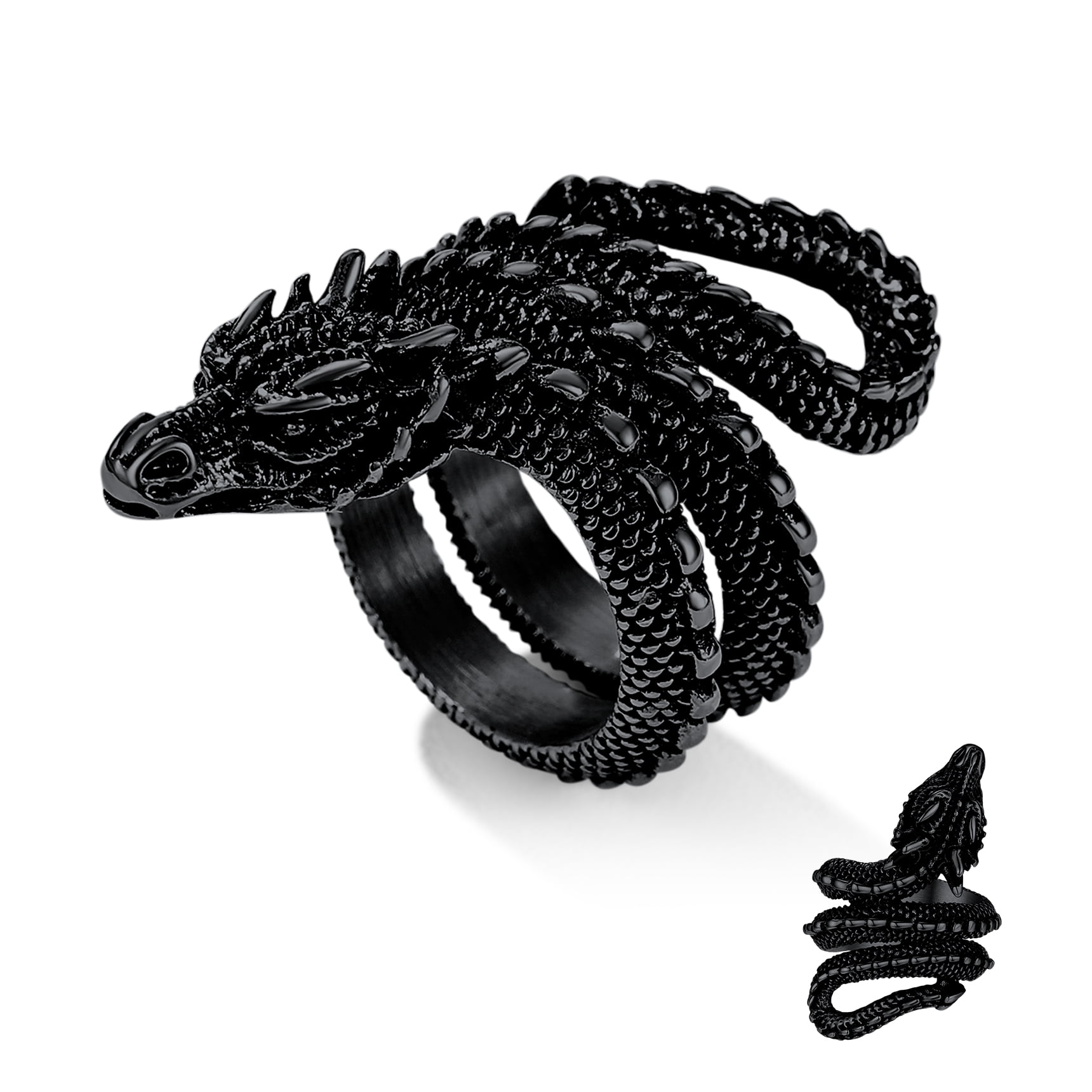 Bestyle Dragon Rings for Men, Stainless Steel Ring Gothic Punk Biker ...