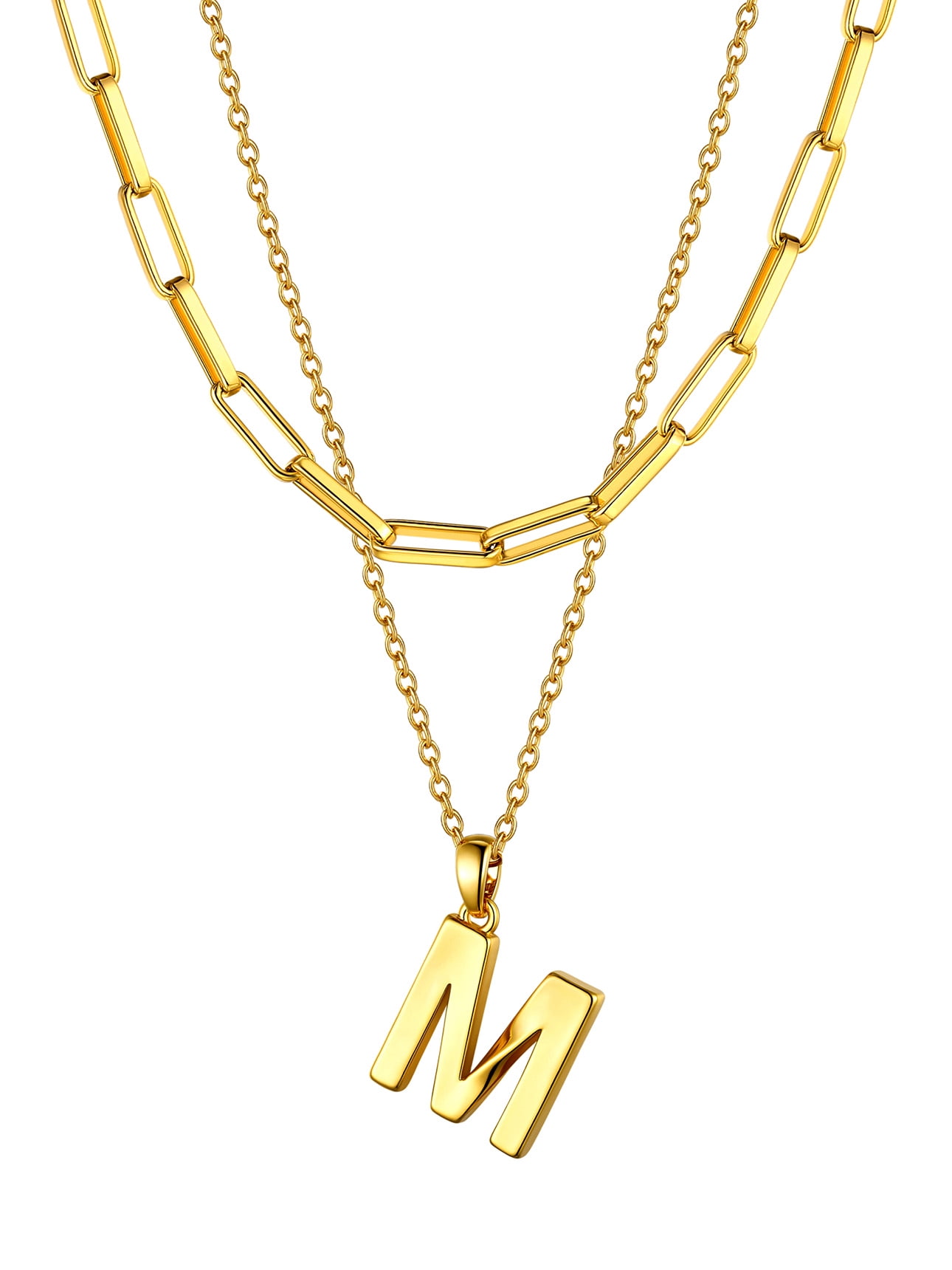 Bestyle Gold Layered Initial Necklace, 3D Twist Letter Pendant ...