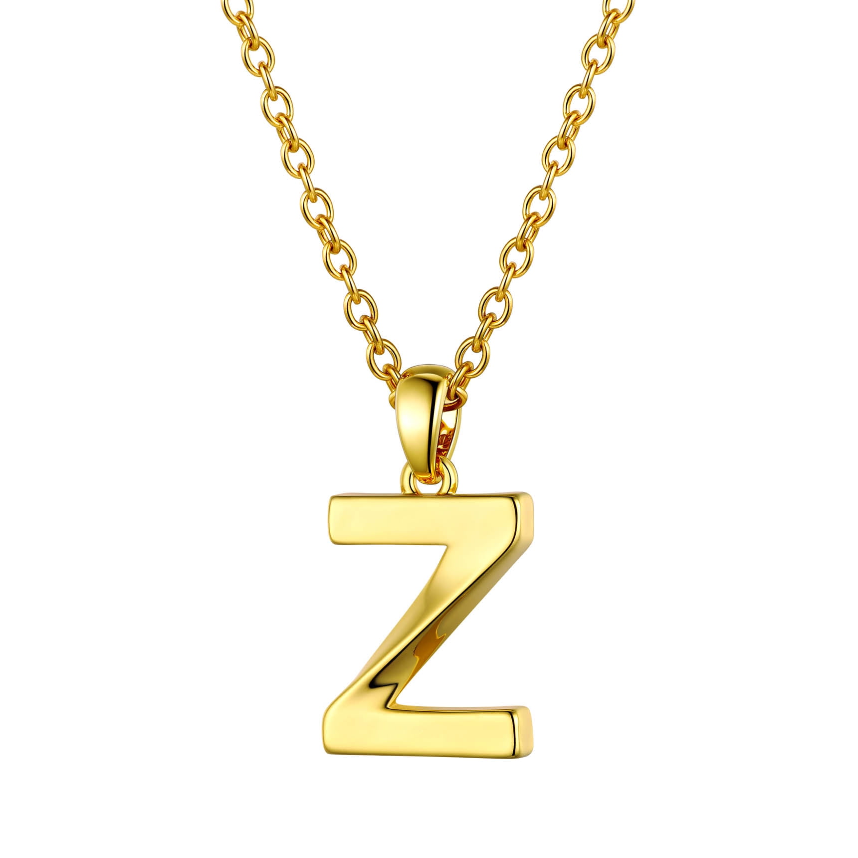 Bestyle Gold Plated Initial Necklace Stylish 3D Twist Letter Z Pendant ...