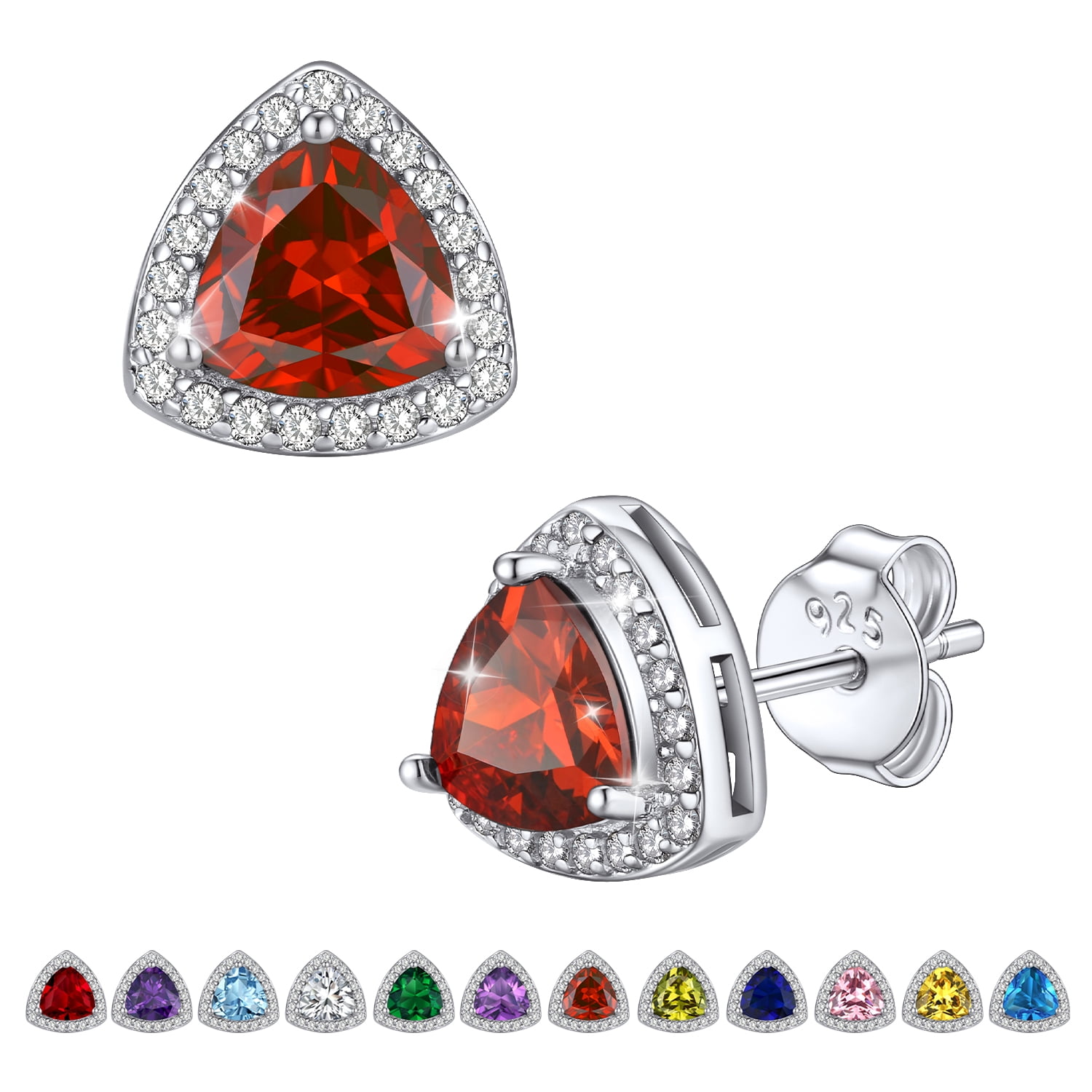 Bestyle July Birthstone Earrings for Women Ruby Halo Stud Earrings ...