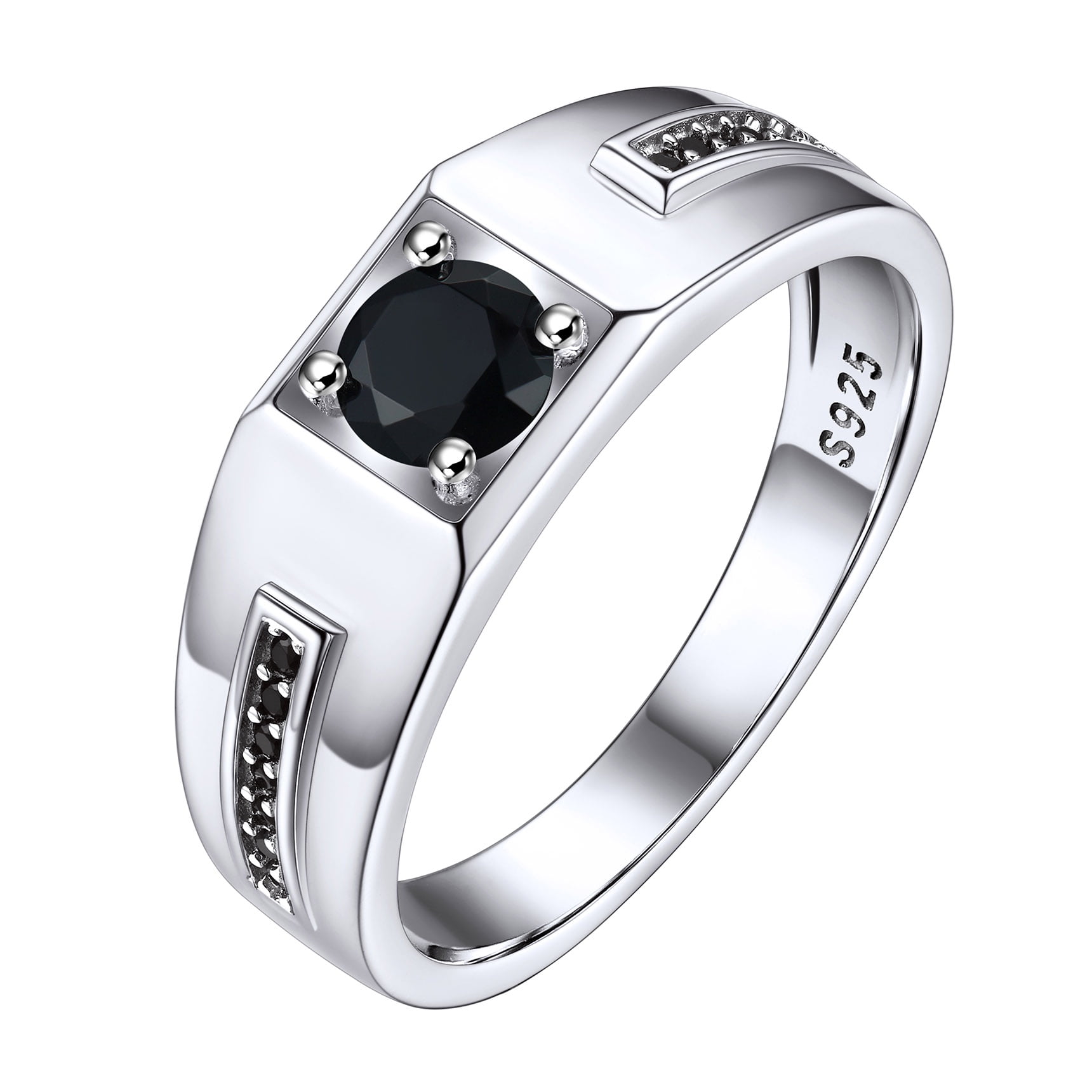 Bestyle Men Simulated Diamond Ring Thick S925 Sterling Silver Wedding ...