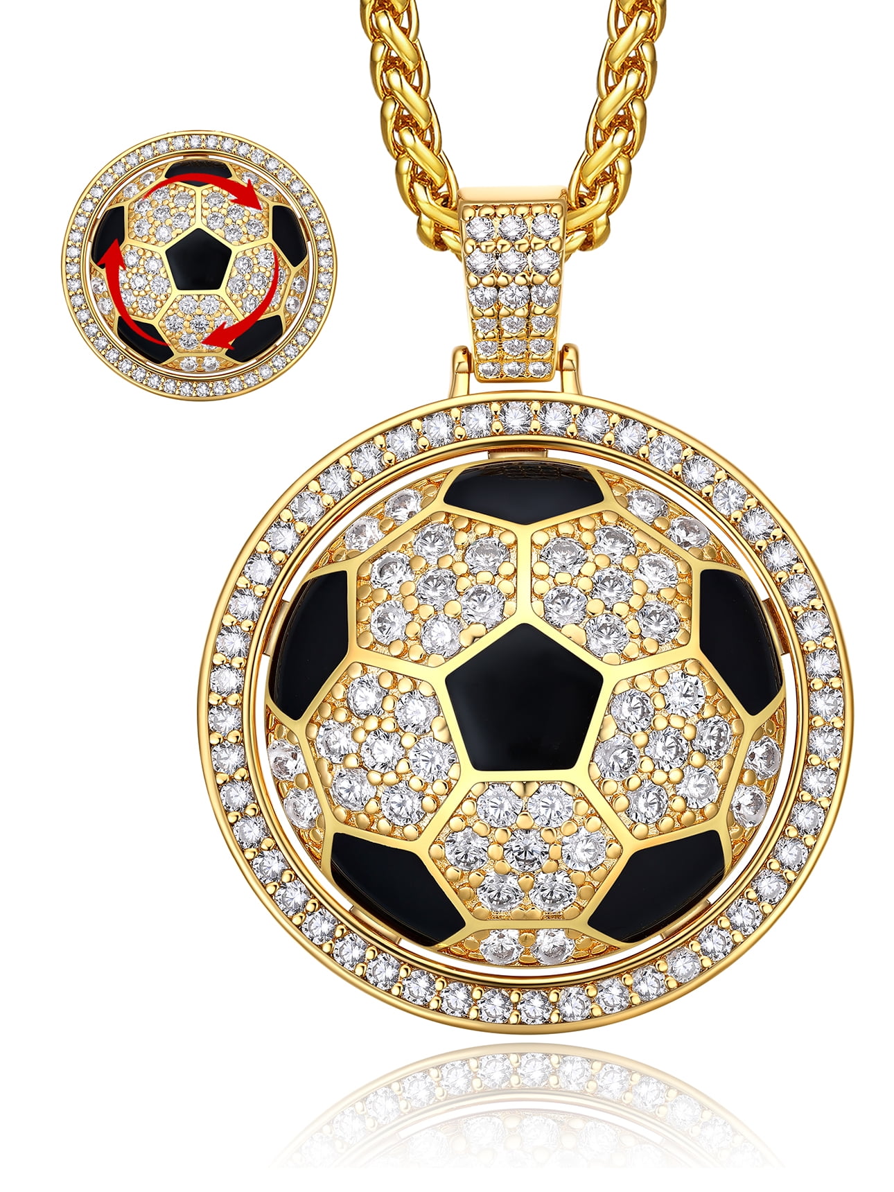 Bestyle Men's Fidget Football Necklace for Anxiety 14K Gold Plated Hip ...