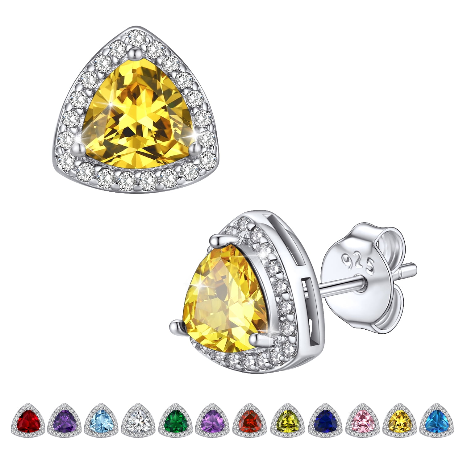 Bestyle November Birthstone Earrings for Women Citrine Stud Earrings ...