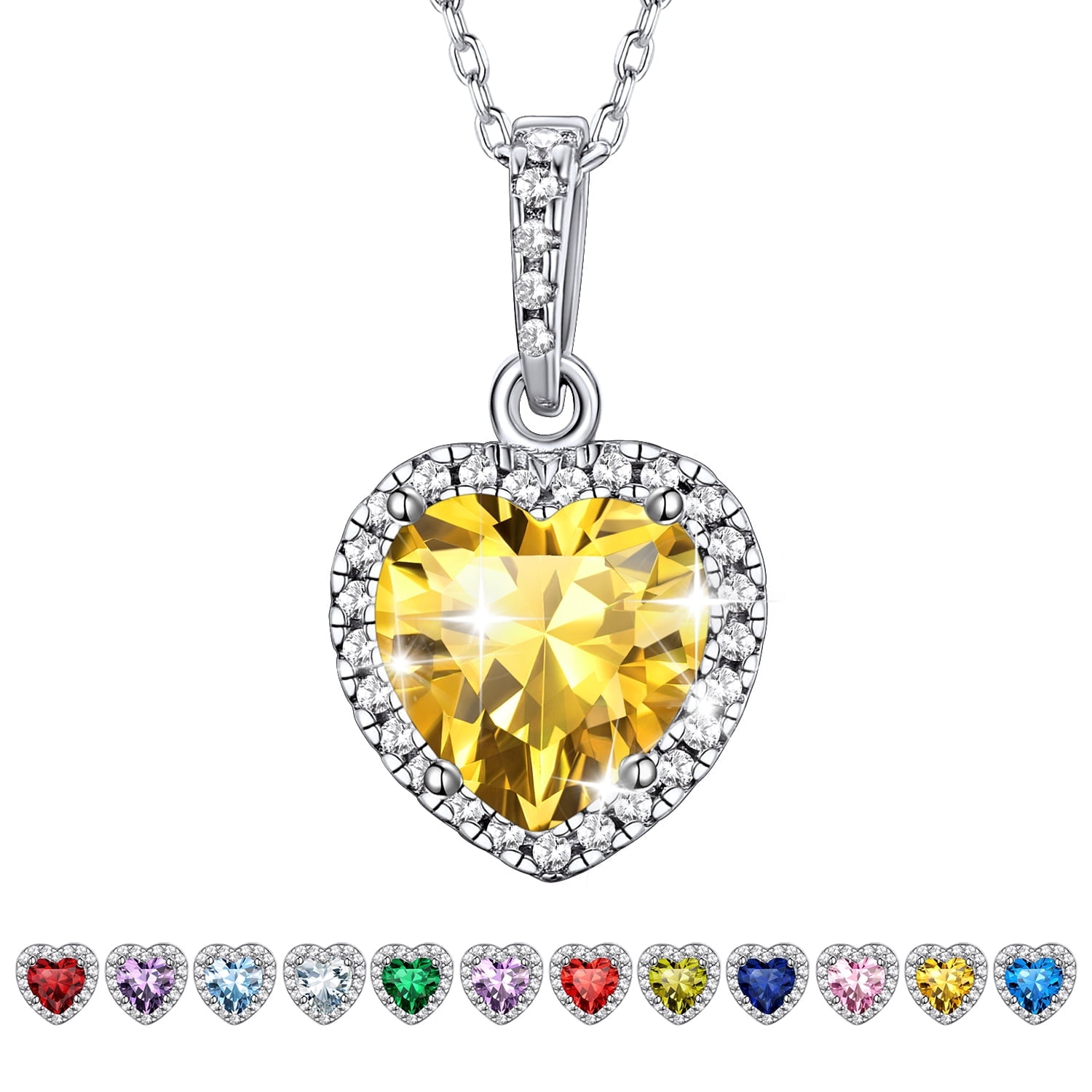 Bestyle November Synthetic Citrine Topaz Gemstone Pendant 925 Sterling ...