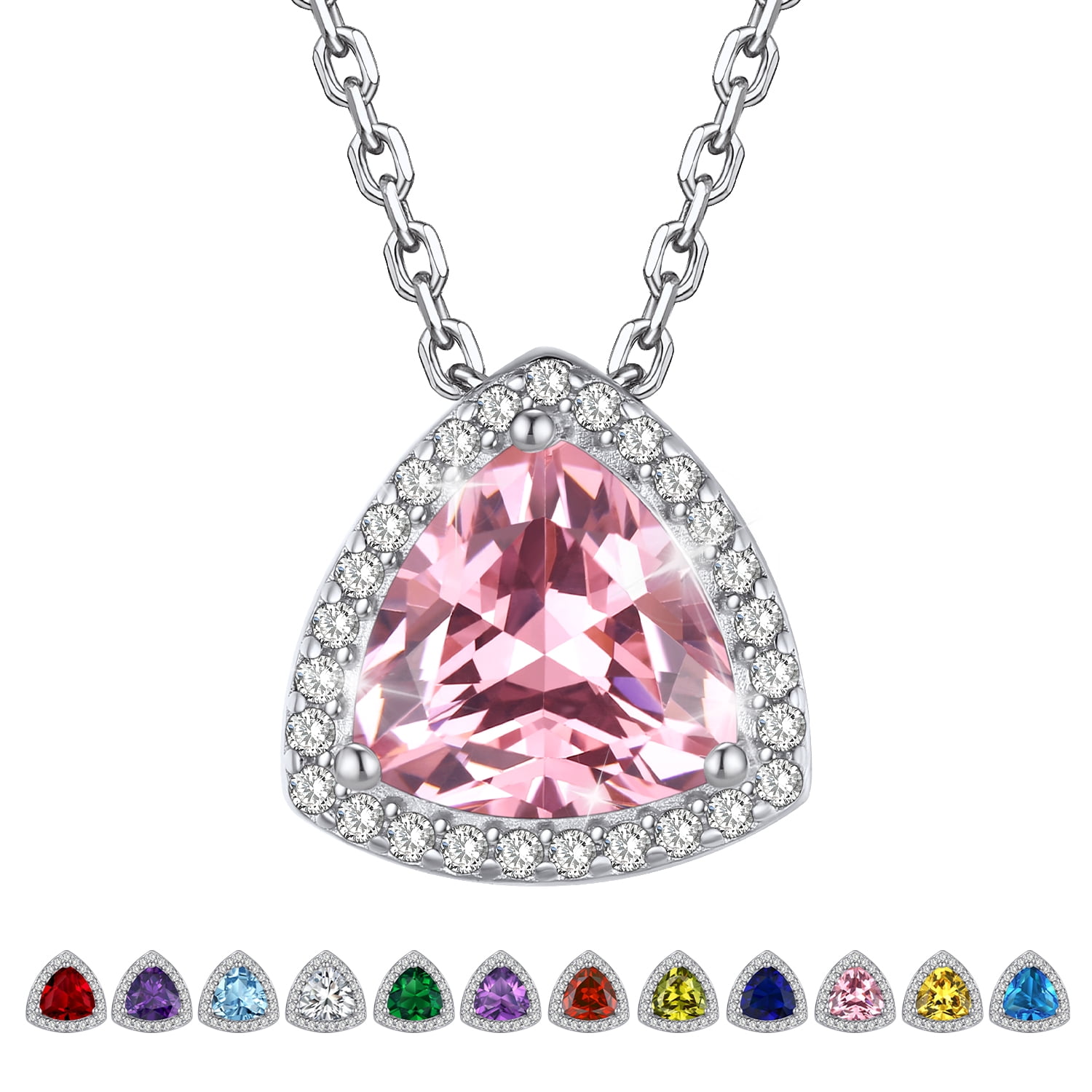 Bestyle October Birthstone Necklace for Women Tourmaline Halo Pendant ...