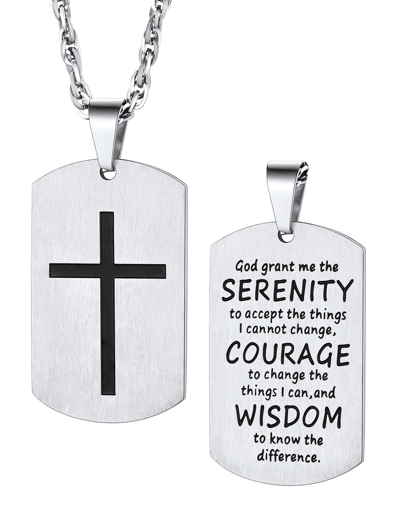 Bestyle Stainless Steel Dog Tag Necklace, Cross Pendant, Engraved ...