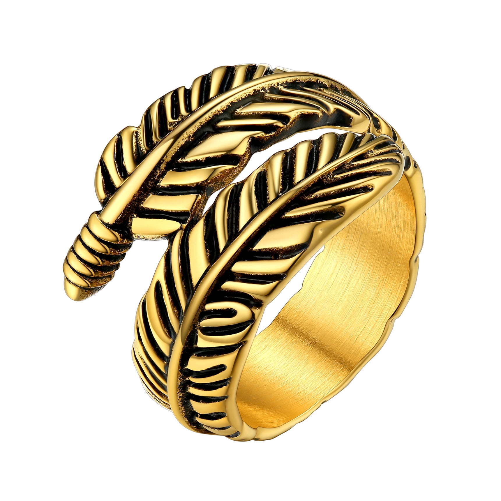 Bestyle Stainless Steel Feather Rings Stackable Promise Ring Wedding ...