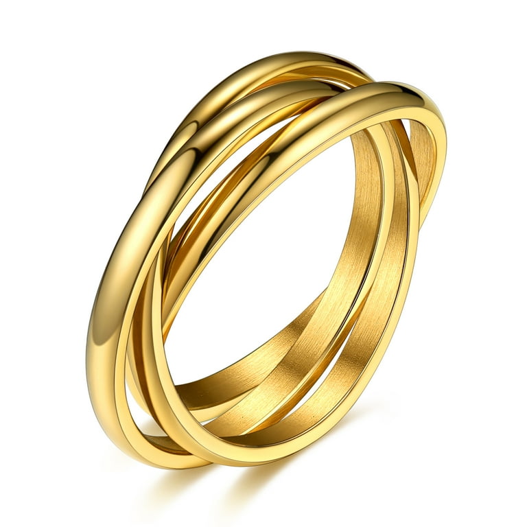 Bestyle Stainless Steel Interlocking Rings for Women Gold Stackable Fidget Ring Triple Thumb Band Ring for Girlfriend Daughter Niece Jewelry Gift Size 8 Walmart