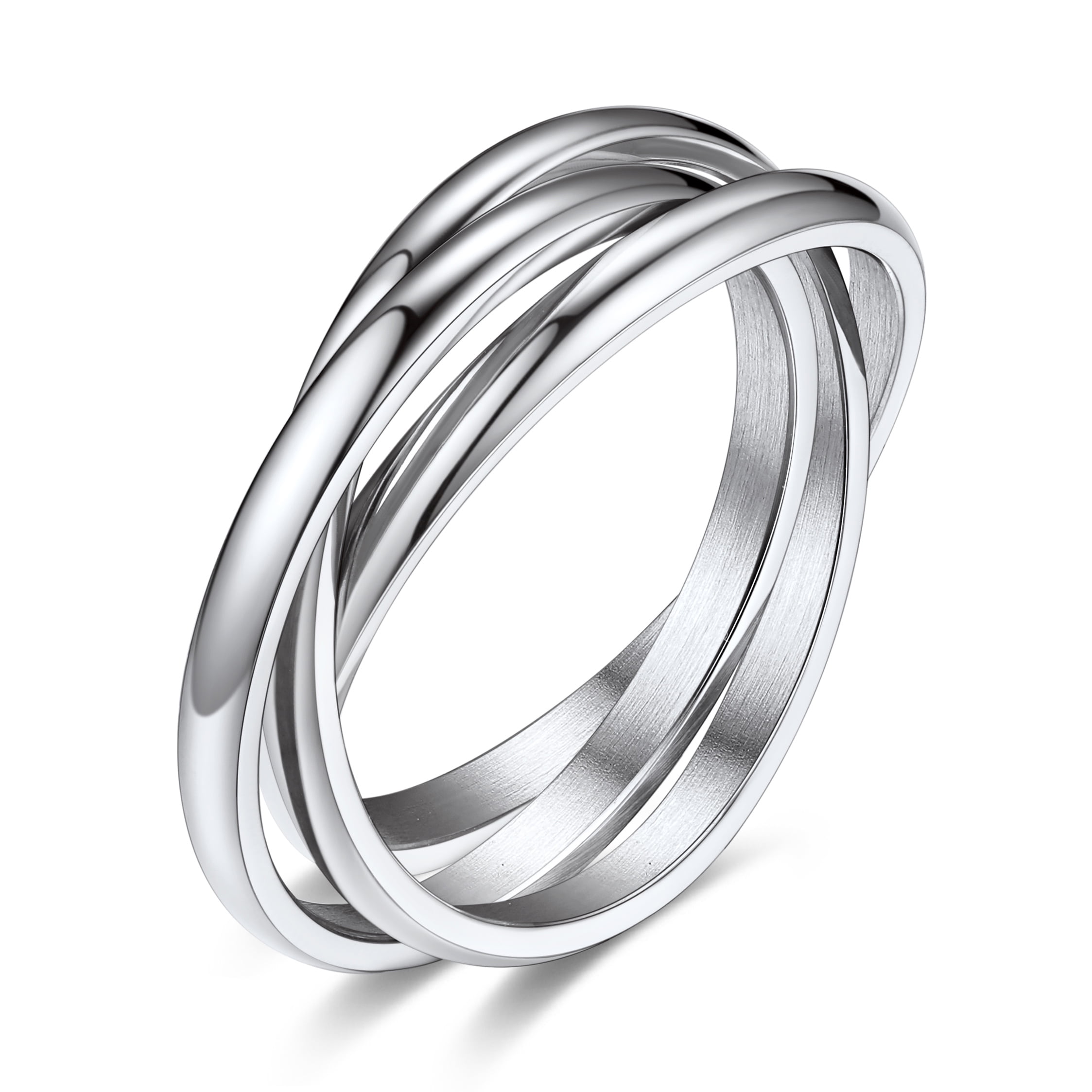 Bestyle Stainless Steel Rings for Women Interlocking Band Ring ...