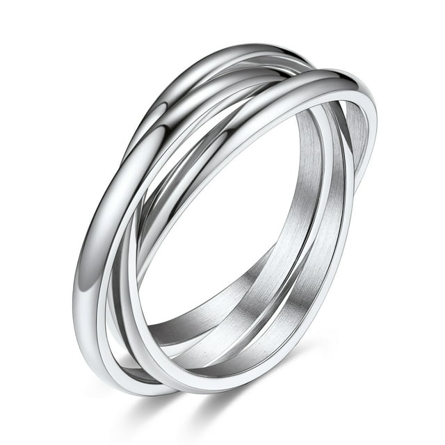 Bestyle Stainless Steel Rings for Women Interlocking Band Ring ...