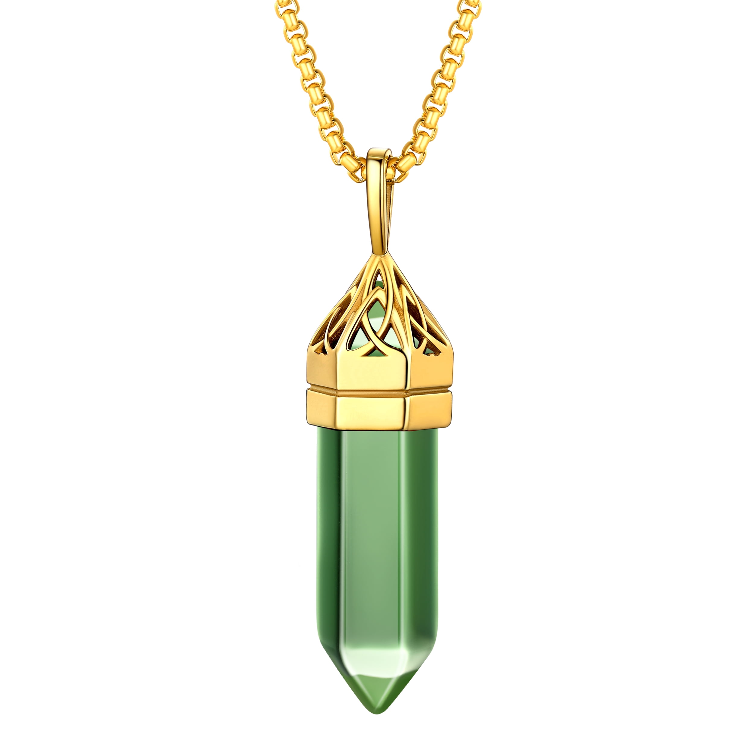 Bestyle Synthetic Peridot August Birthstone Pendant Chain for Women ...