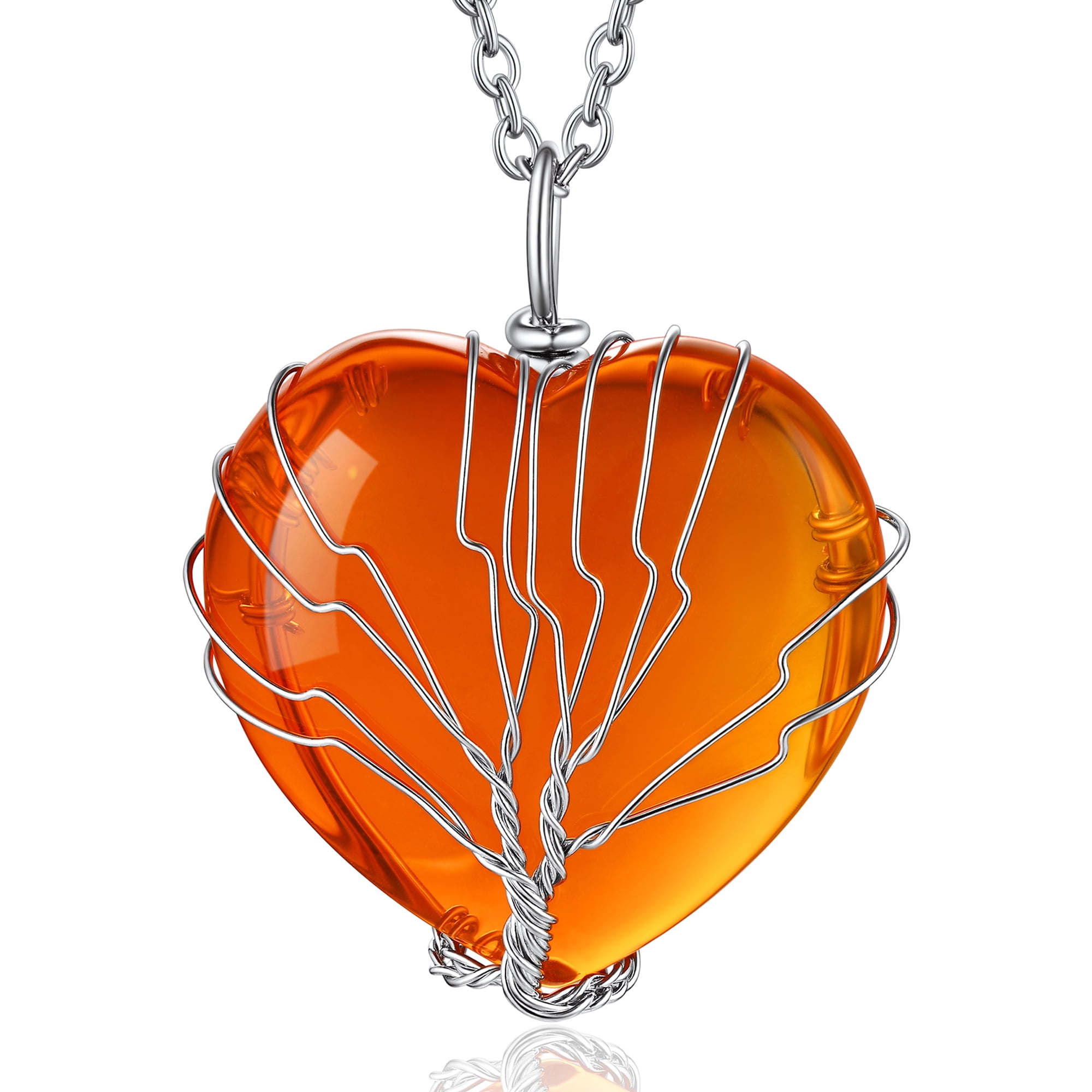 Bestyle November Birthstone Necklace - Synthetic Citrine Heart Crystal ...
