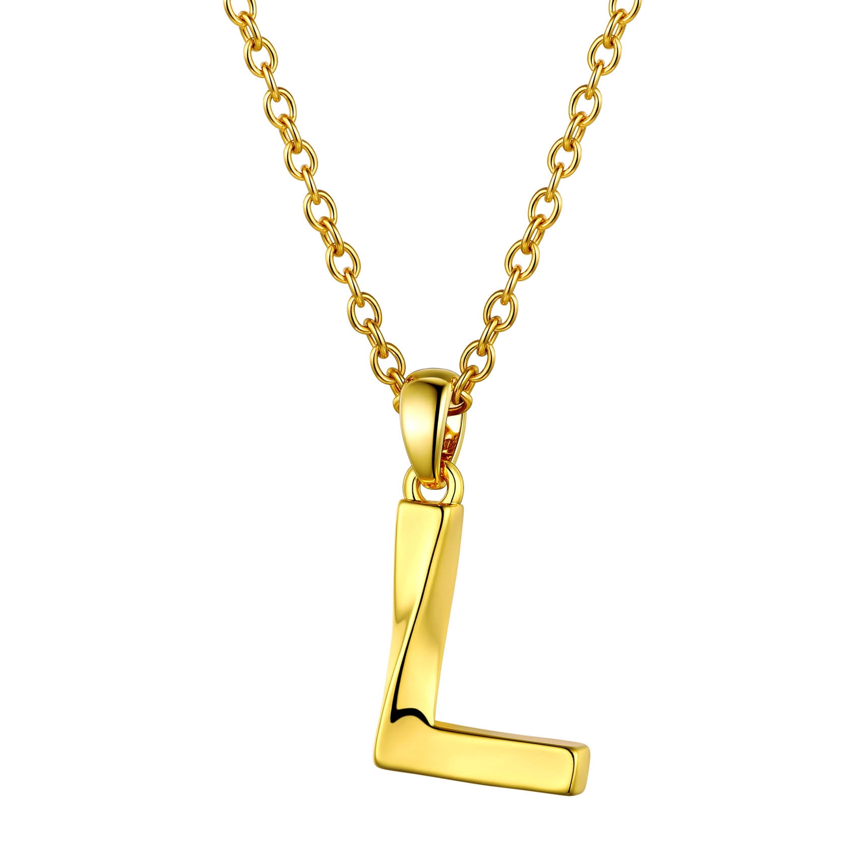 Bestyle Twisted Initial L Pendant Necklace for Women Gold Plated Letter ...