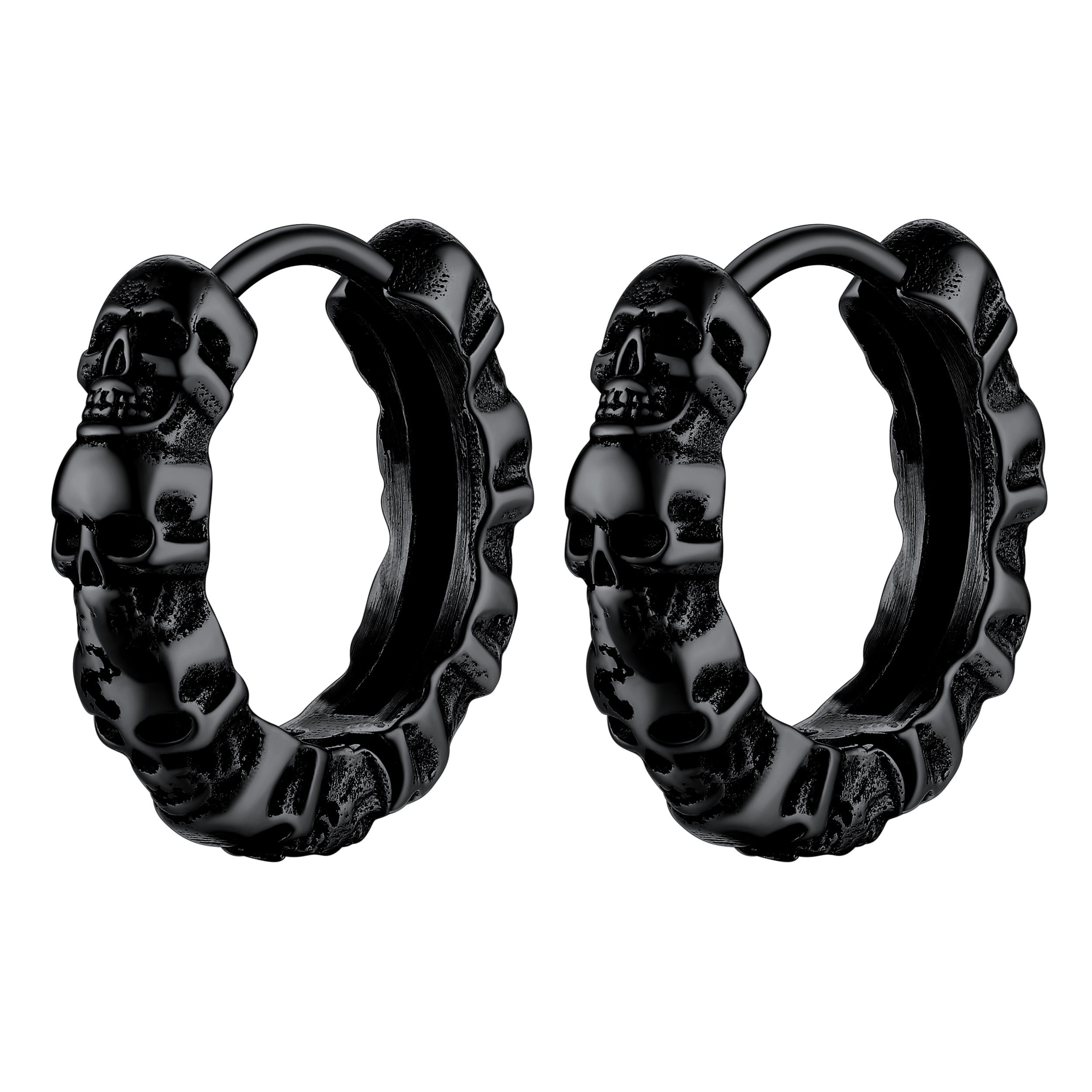Bestyle Vintage Skull Earring Black Skull Hoop Earrings for Men Gothic ...