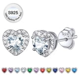Bestyle Women Crystal Birthstone Earrings, 925 Sterling Silver, April ...