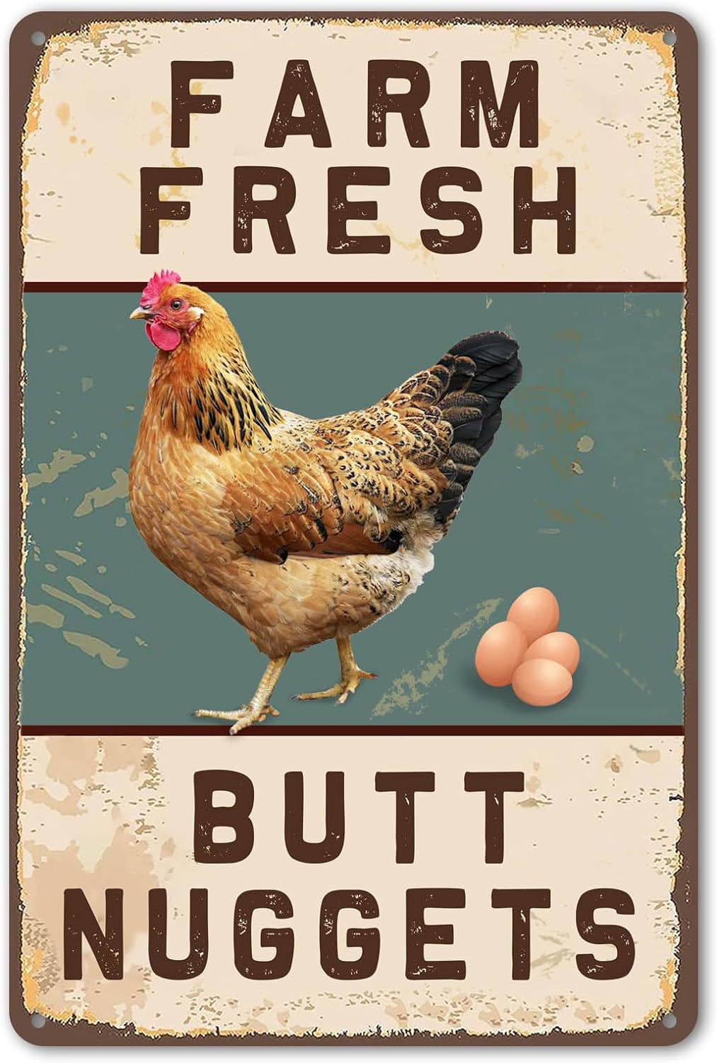 Bestylez Funny Chicken Coop Sign Vintage Chicken Sign - Farm Fresh Butt ...