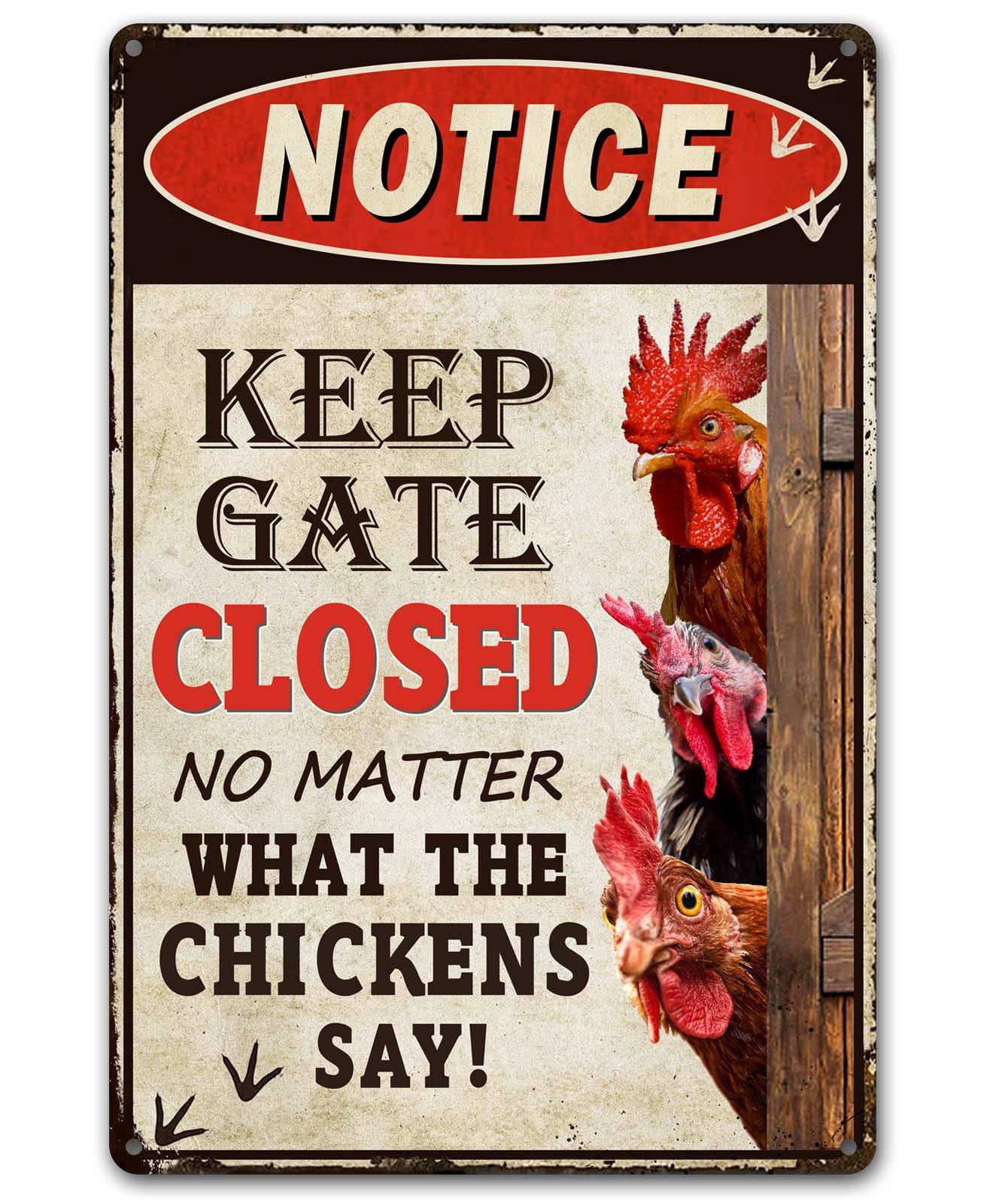 Bestylez Keep Gate Closed Sign Funny Chicken Coop Warning Sign Outdoor ...