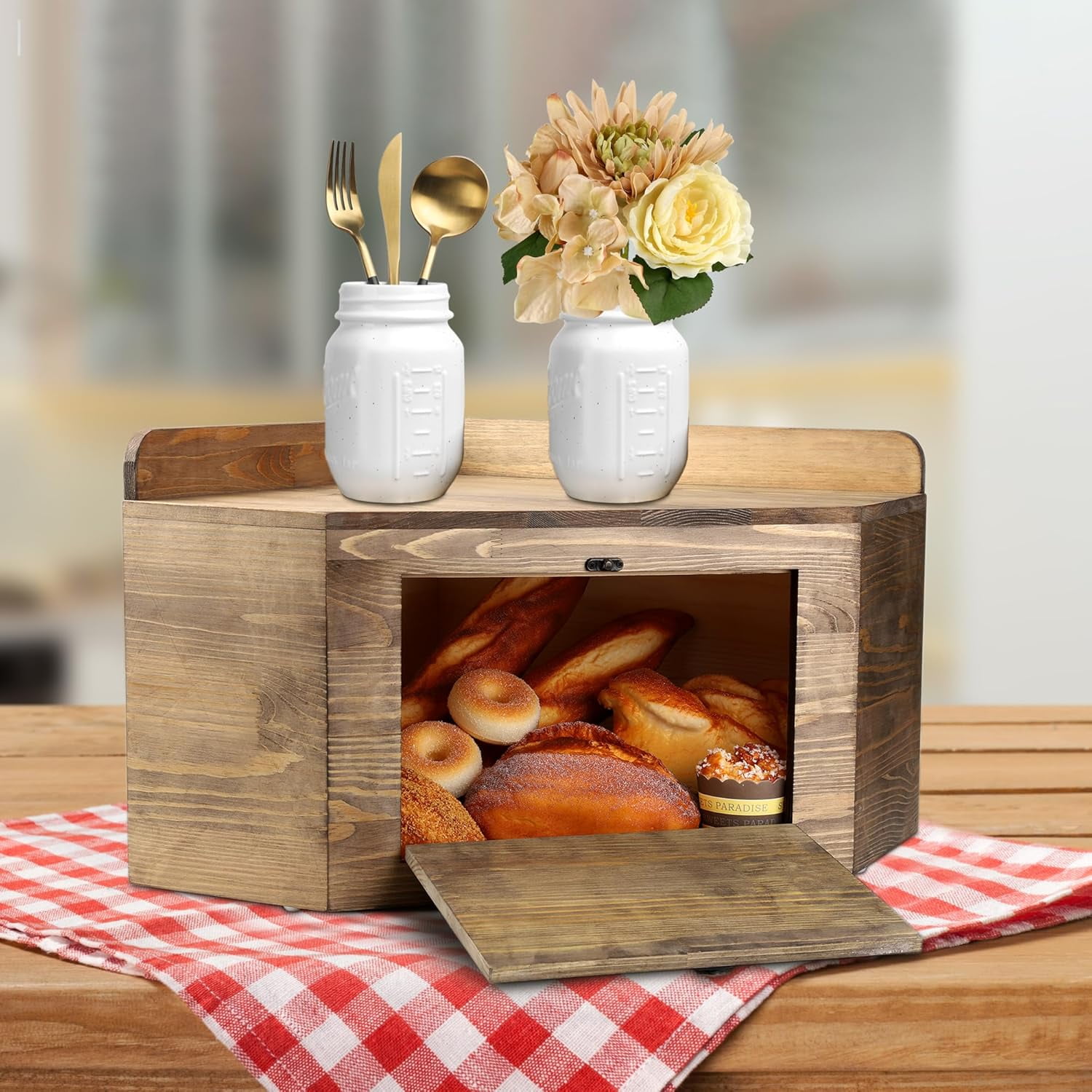 Besuerte Corner Bread Box For Countertop, Corner Bread Box Bread Bin ...