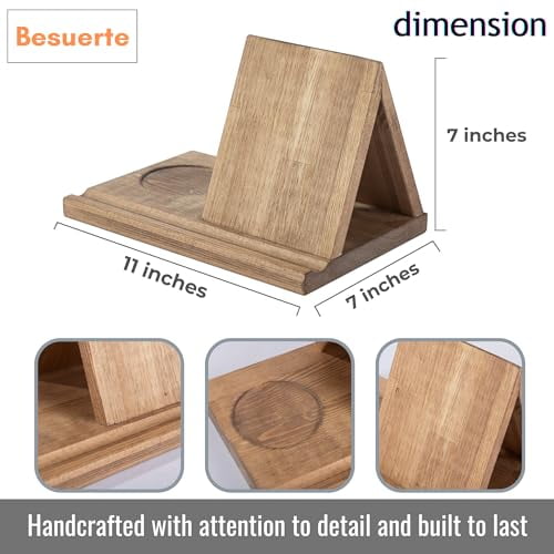 Besuerte Wooden Book Rest Stand, Triangle Book Holder with Coffee Cup ...