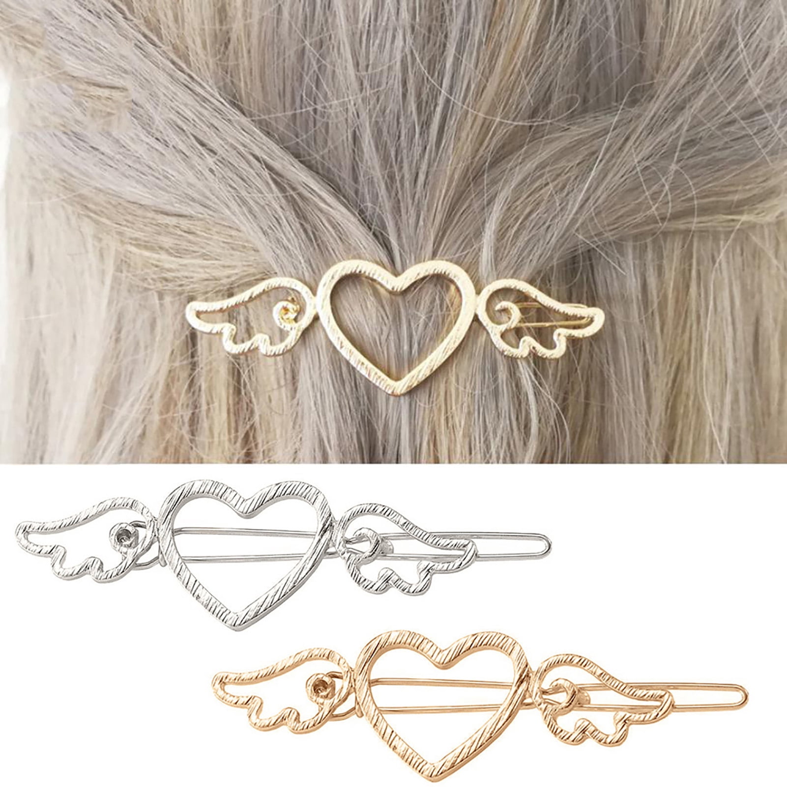 Besufy Women Hairpin,Vintage Hollow Love Heart Angel Wing Hairpin Hair ...