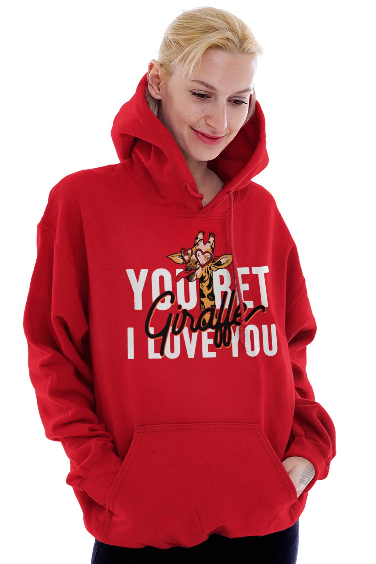 Bet Giraffe I Love You Funny Women Plus Size Graphic Pullover Hoodie ...