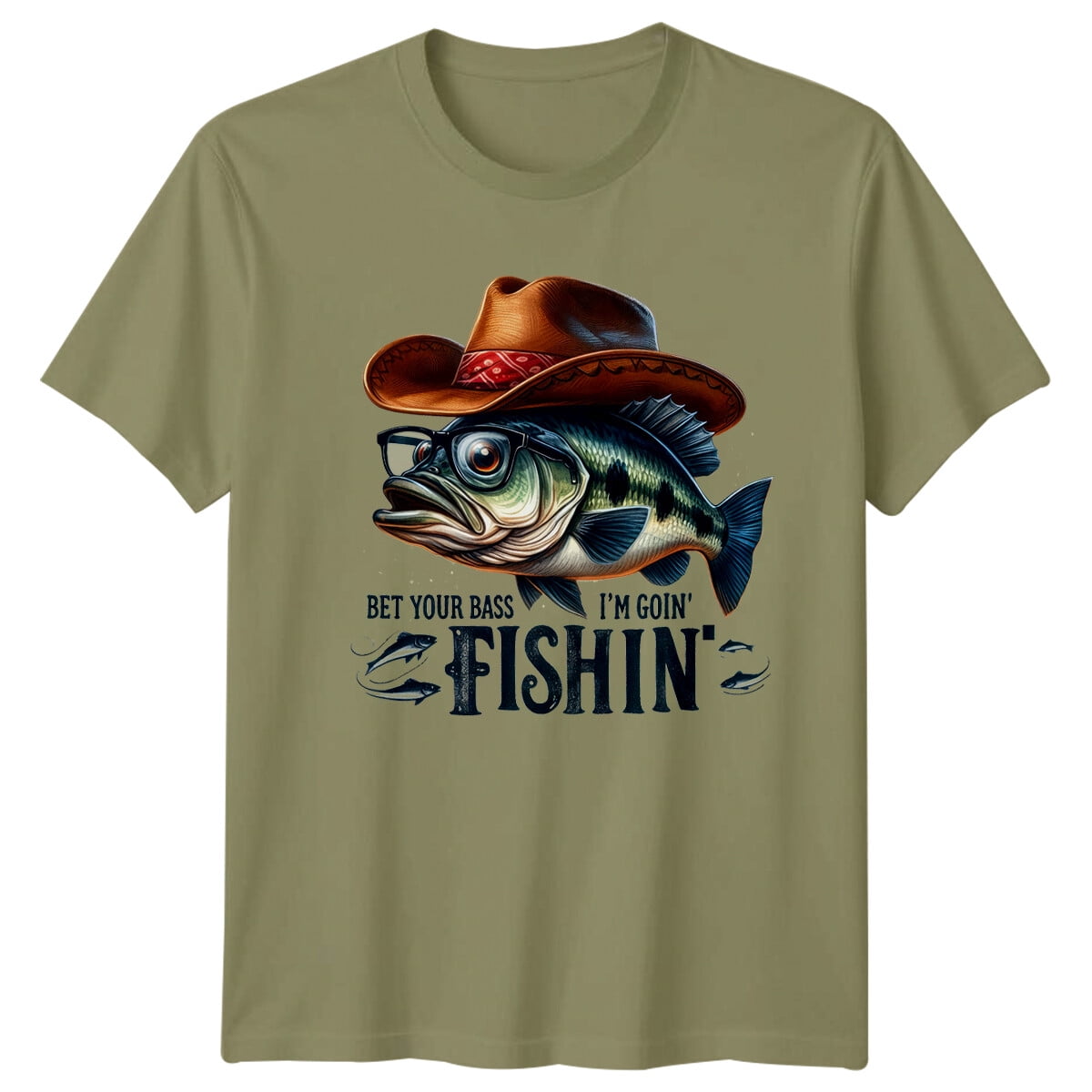 Bet Your Bass Fishin Mens T-Shirt Cowboy Hat Fishing - Walmart.com