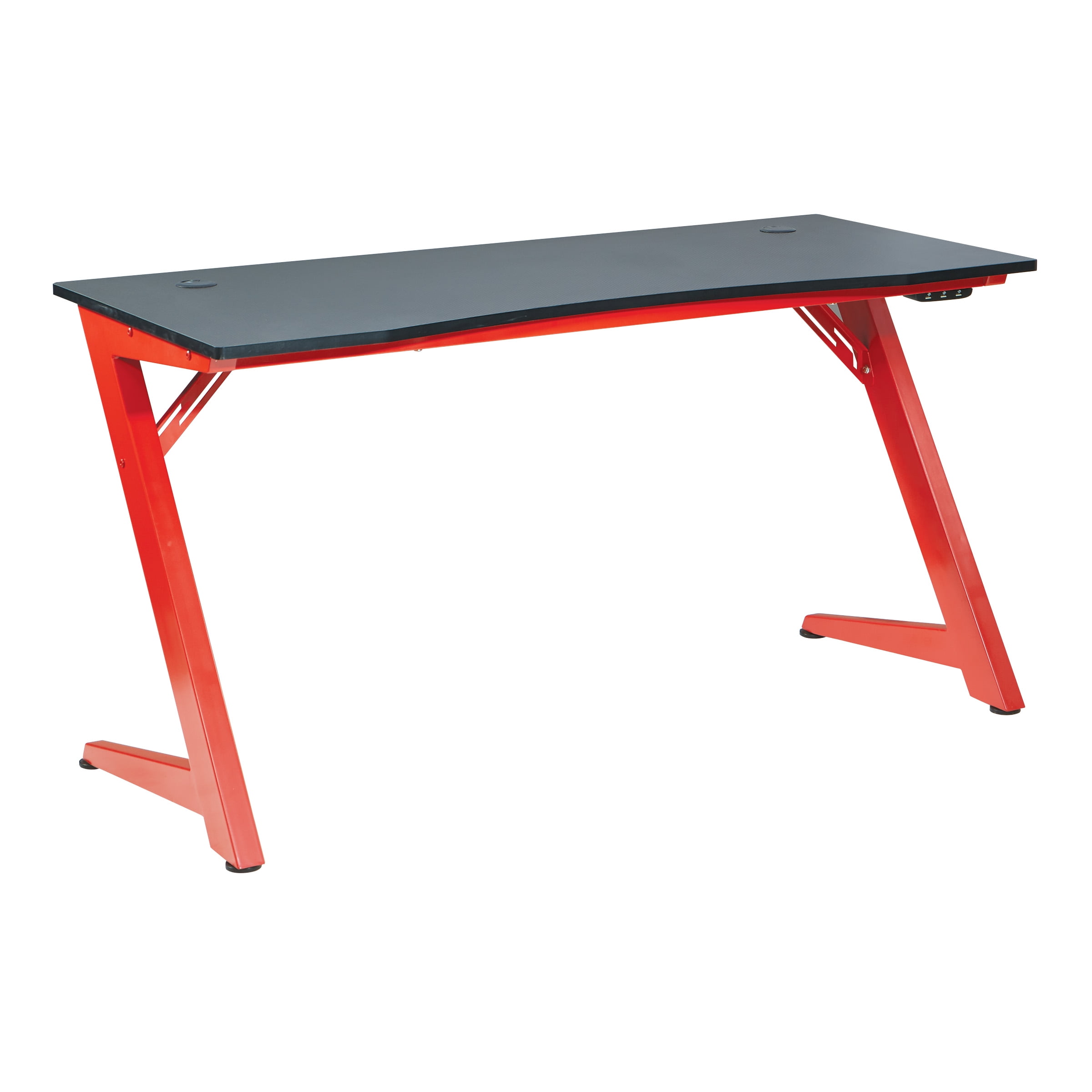 Beta Battlestation Game Desk with Black Carbon Top and Matt Red Metal ...