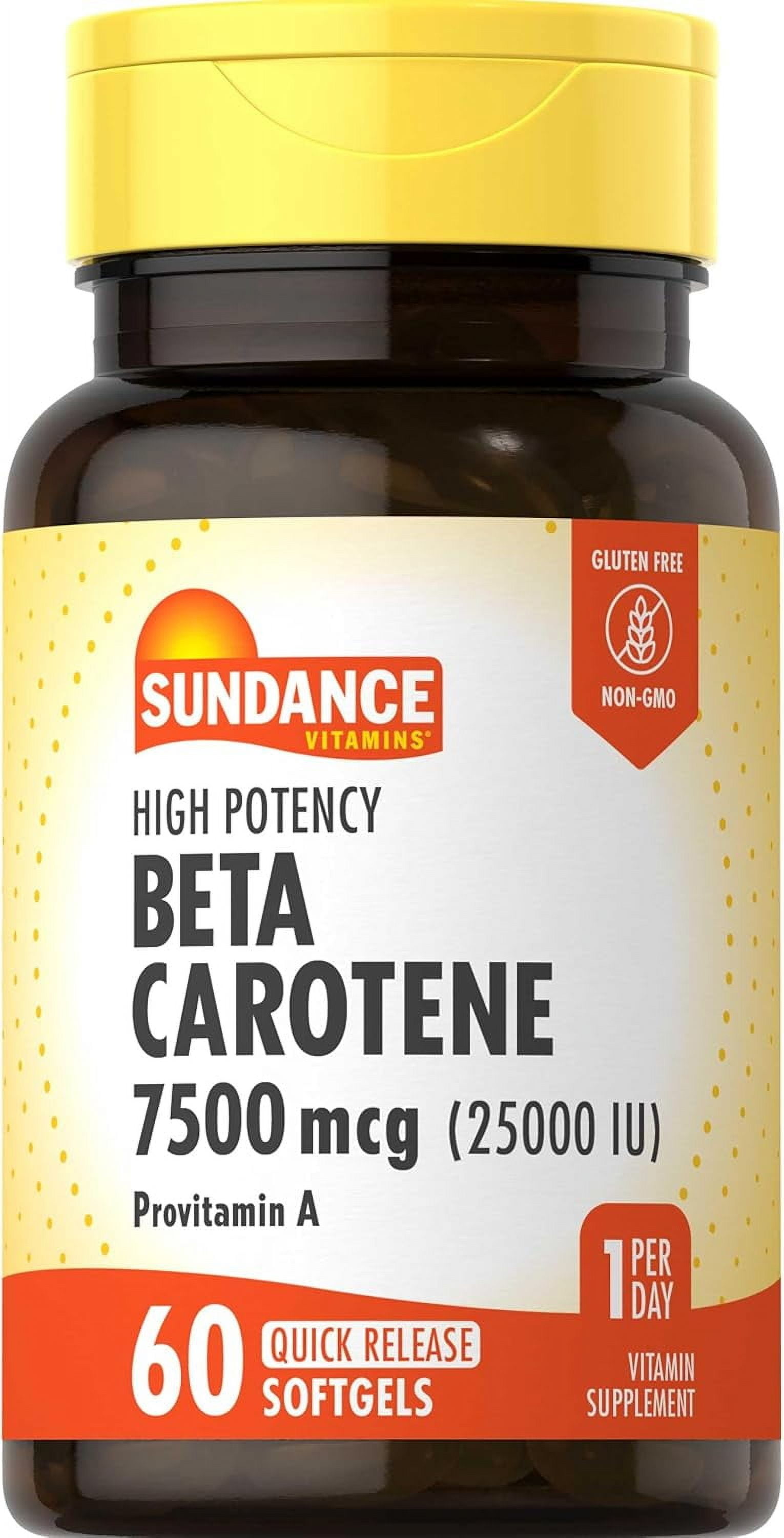 Sundance Vitamins, Beta Carotene Softgels, 60 ct, 7500mcg Provitamin A ...
