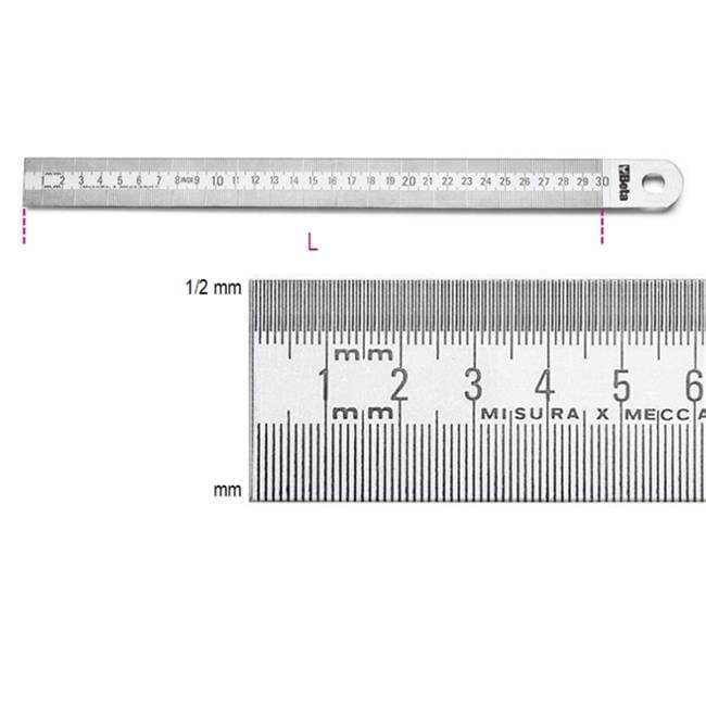 Beta Tools USA 1683 300 mm. Stainless Steel Semi-Rigid Graduated Ruler ...