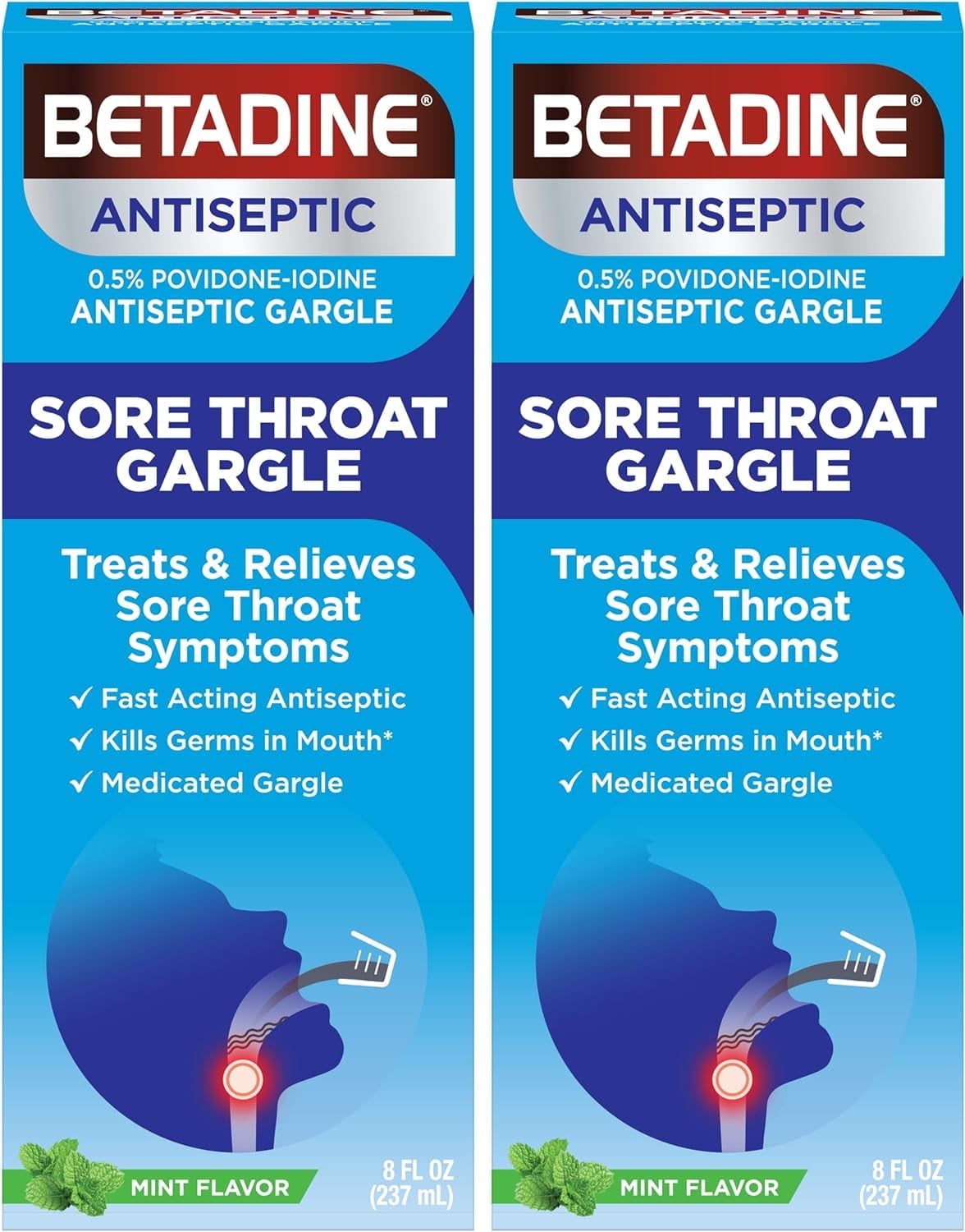 Betadine Antiseptic Sore Throat Gargle, 16oz - Twin Pack HSA/FSA ...