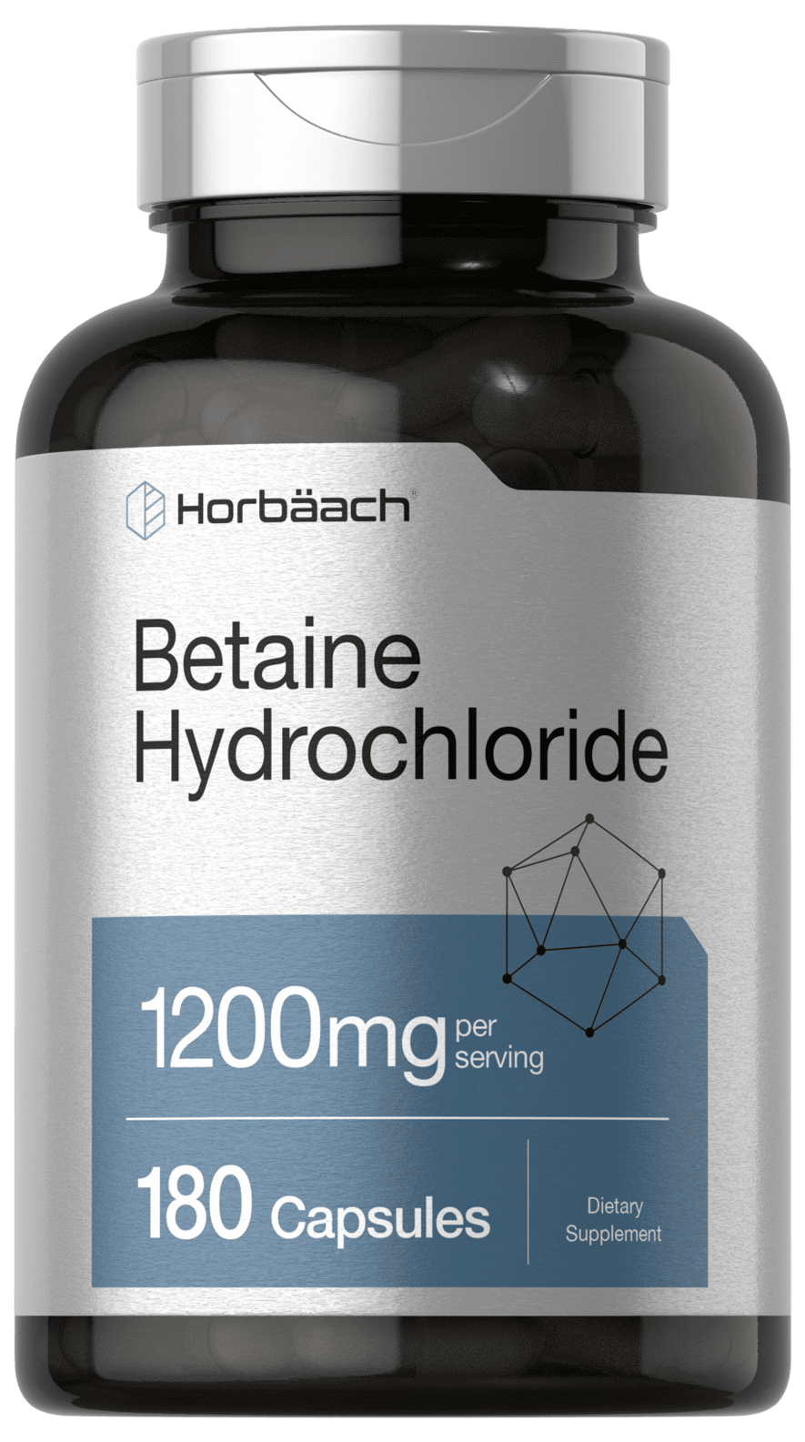 Horbaach Betaine HCl 1200mg Supplements | 180 Capsules | Hydrochloride - Walmart.com