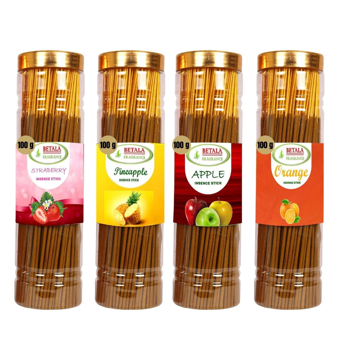 Betala Fragrance 4 in 1 Flavour Agarbatti for Pooja 4 Packs of 100 Gm ...
