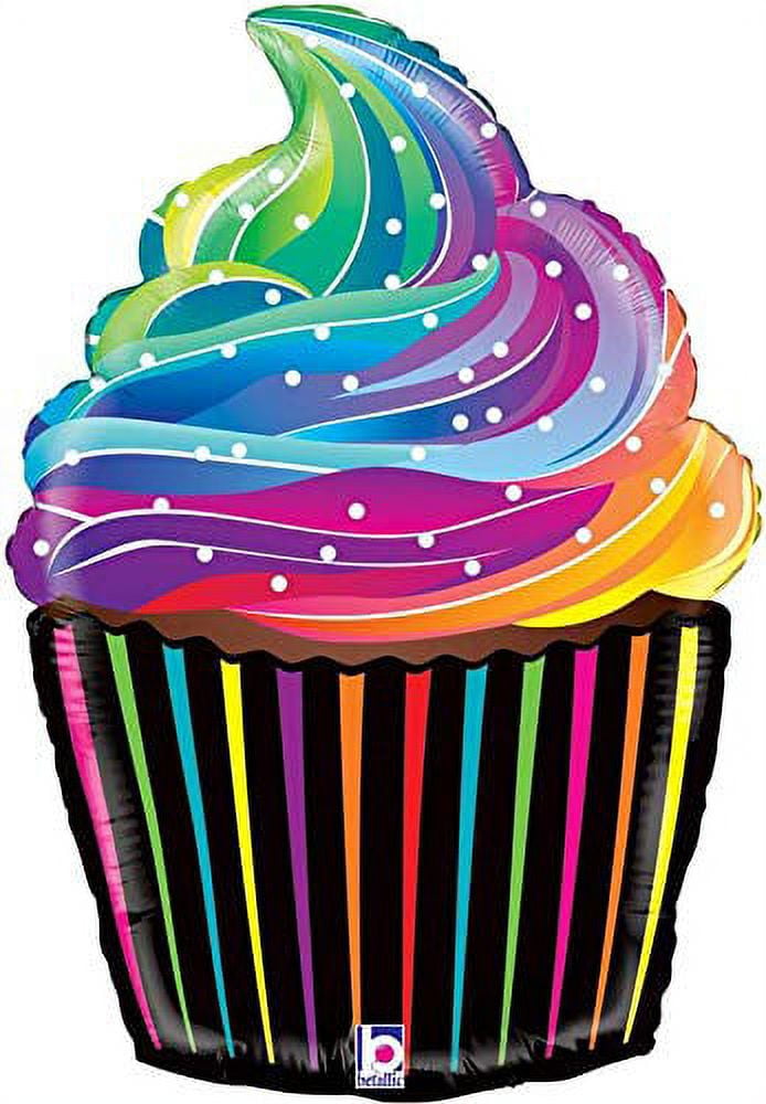 Betallic 35856 Rainbow Cupcake 27 Inch Supershape Foil Balloon ...
