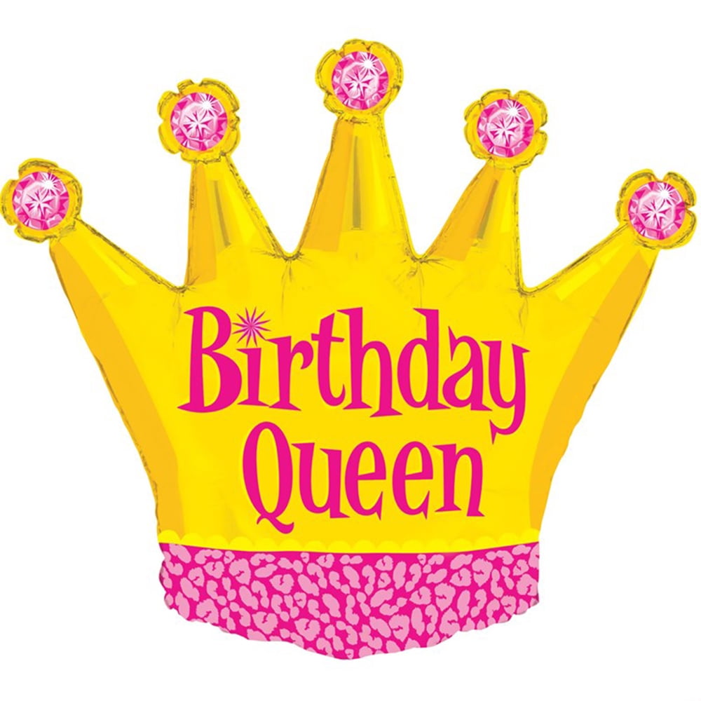Betallic Birthday Queen Tiara Crown Super Shape 36" Foil Balloon, Gold ...