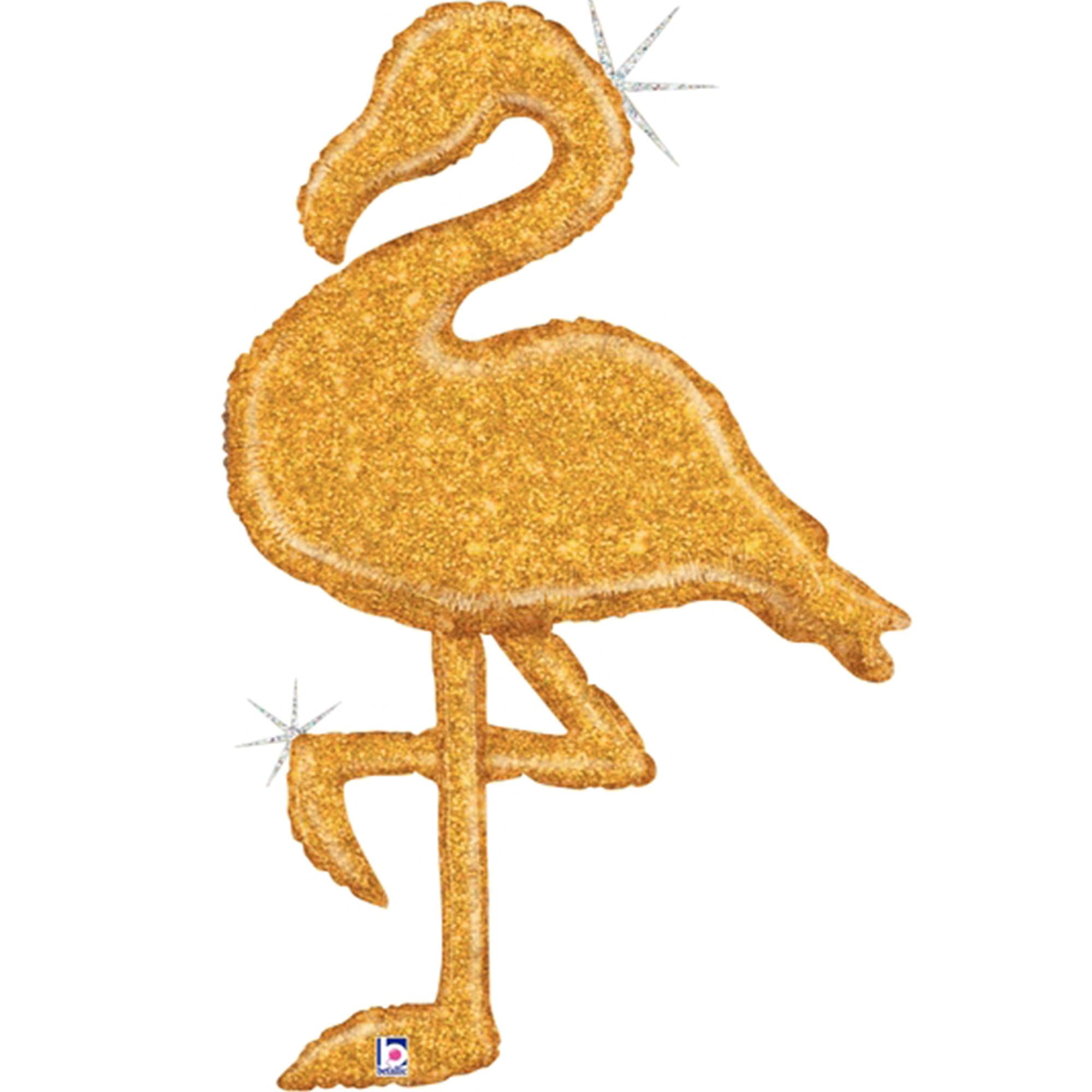Betallic Glitter Flamingo Luau Giant Holographic Helium Shape Gold 53 ...