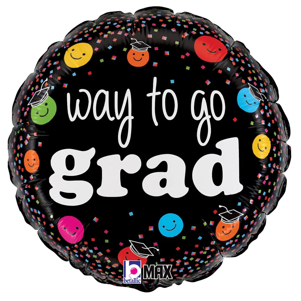 Betallic Way To Go Grad Smiley Graduation 18IN Standard Foil Balloon ...