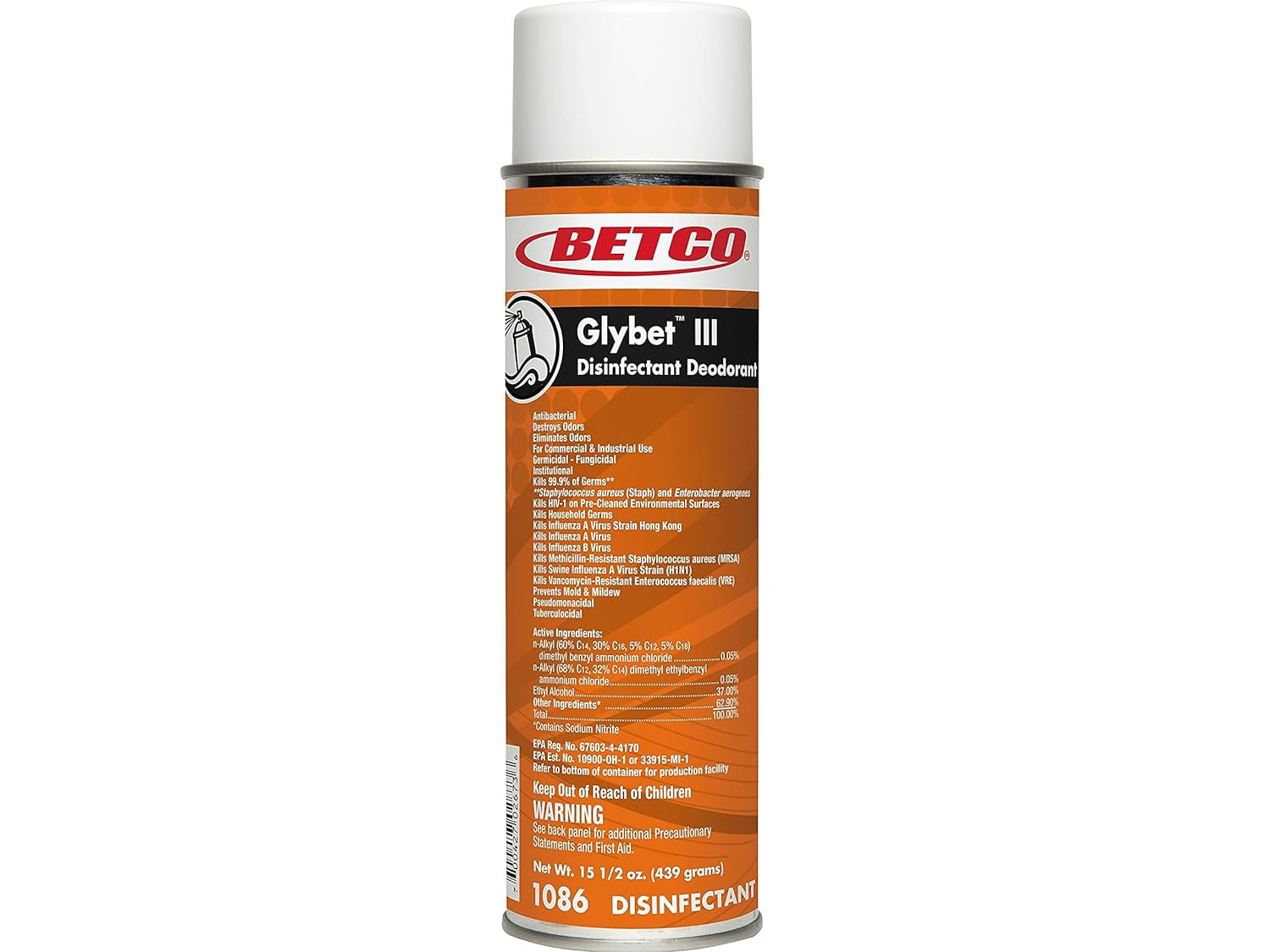 Betco 10862300 Glybet III Disinfectant, Citrus Bouquet Scent, 15.5 Oz ...