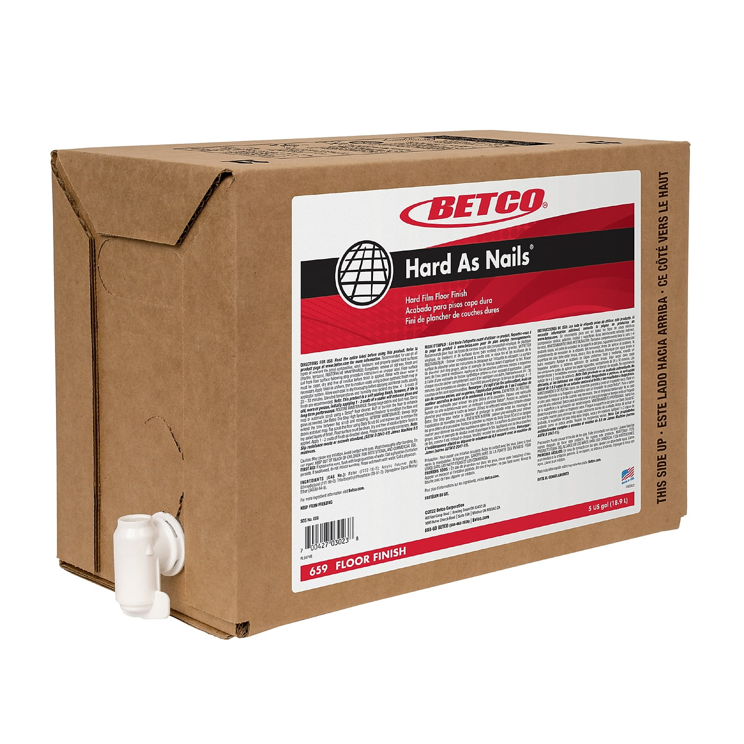 Betco Hard As Nails Floor Finish 659B500 - Walmart.com