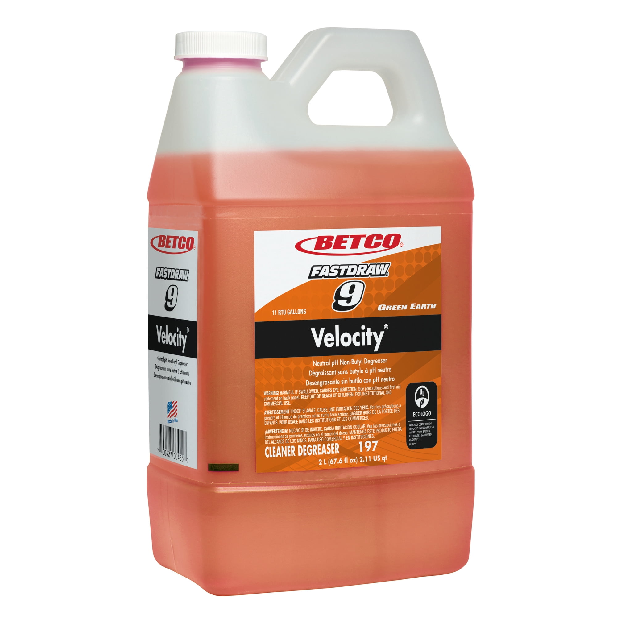 Betco® Fastdraw® Green Earth® Velocity® Degreaser, Fresh Scent, 2 Liter ...