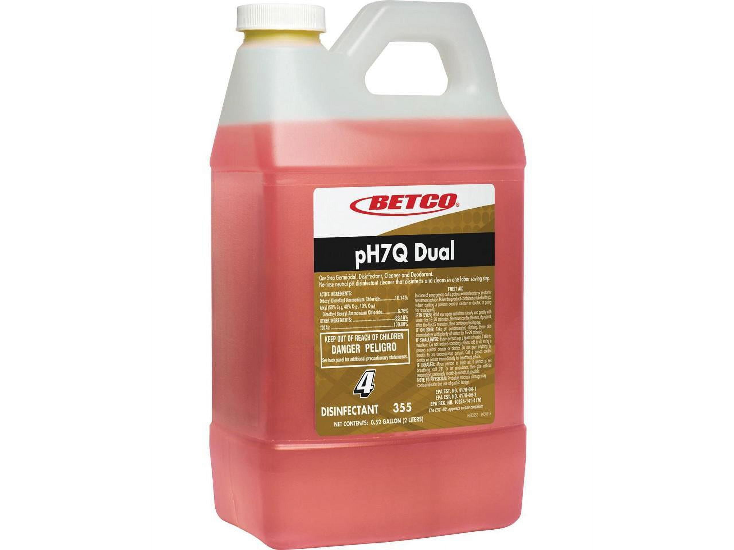 Betco pH7Q Dual Disinfectant Cleaner, Liquid Concentrate, Lemon Scent ...