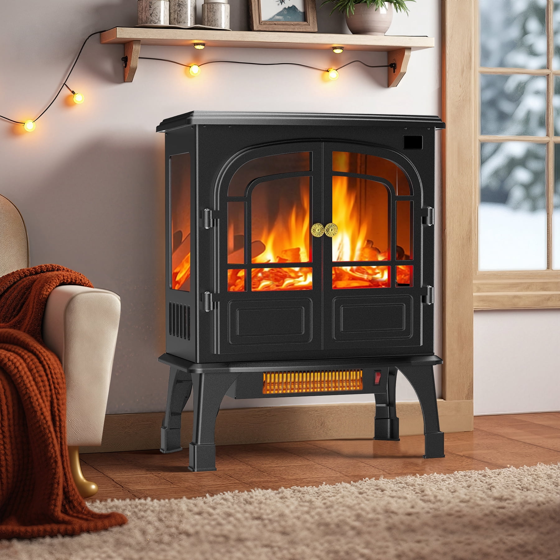 Betcozy Electric Fireplace Heater, 26" Indoor or Outdoor Fireplace ...