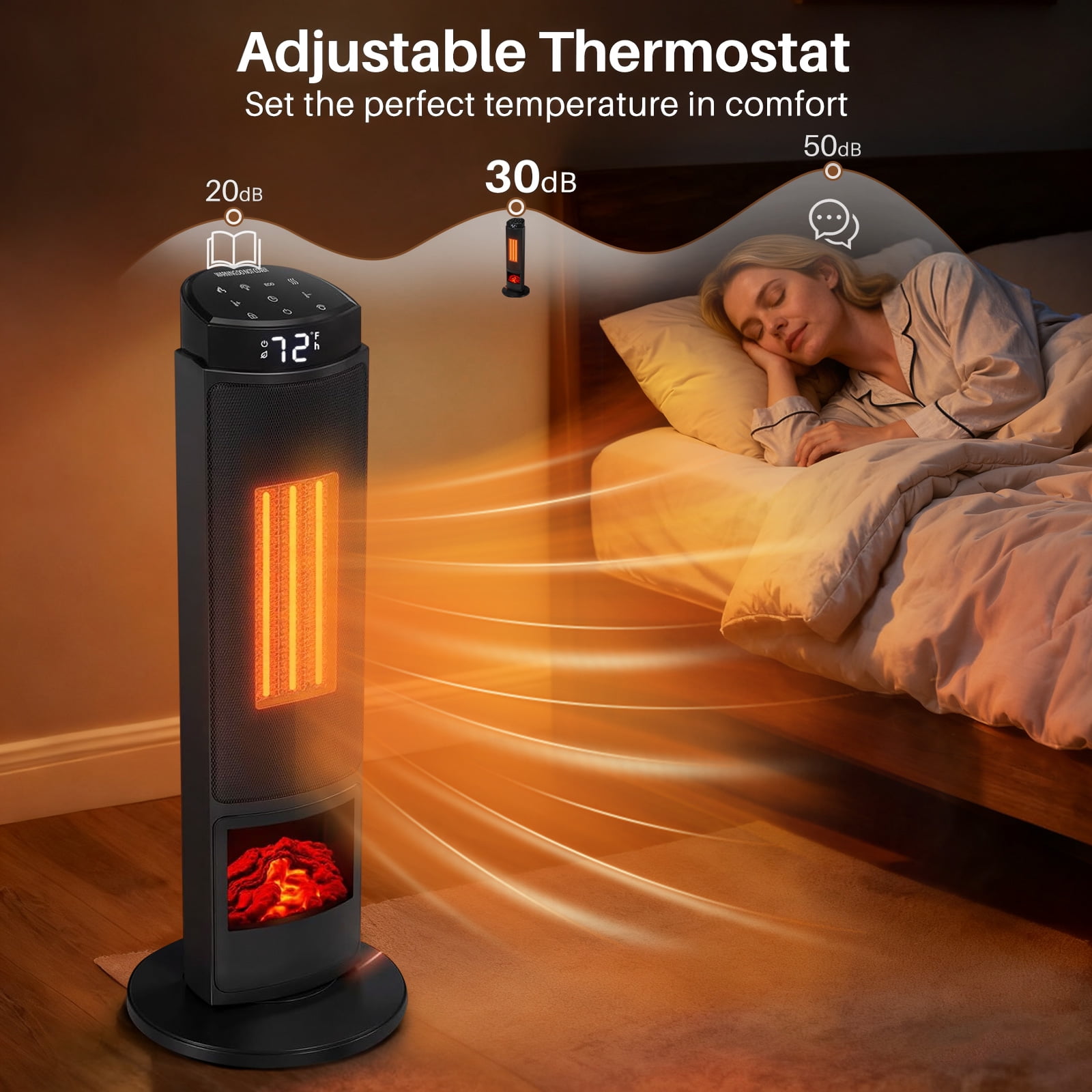 Betcozy Tower Space Heater with Flame Effect- 1500W Heating Electric ...
