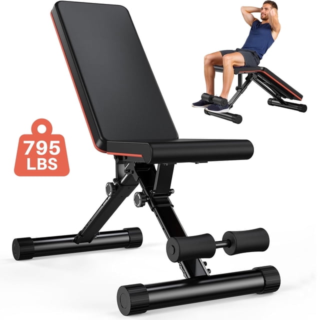 Betcozy Weight Bench, Adjustable Foldable Workout Bench with Thickened ...